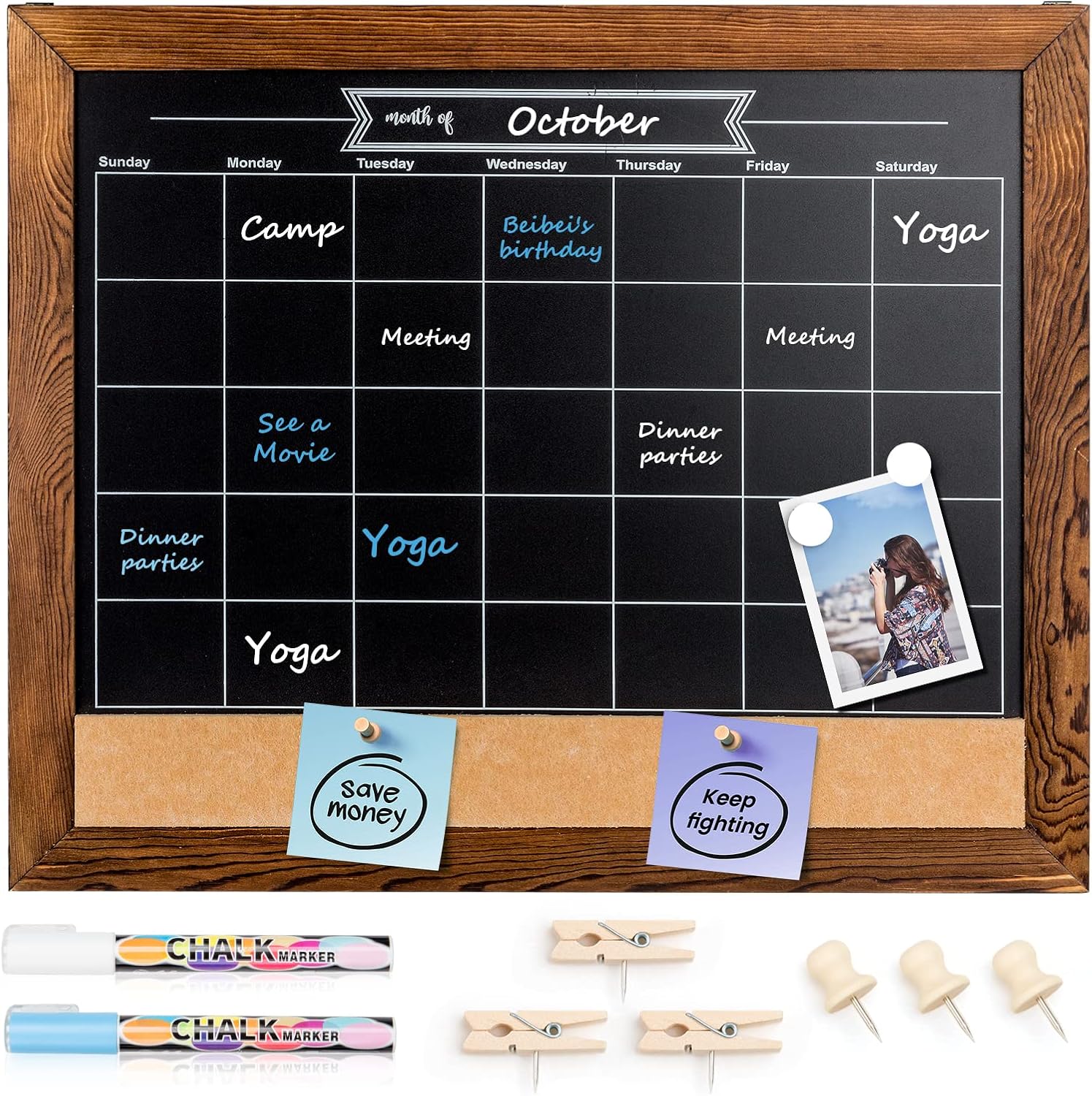 Amazon.com : Magnetic Wall Monthly Calendar Chalkboard - 19'' × 23 ...