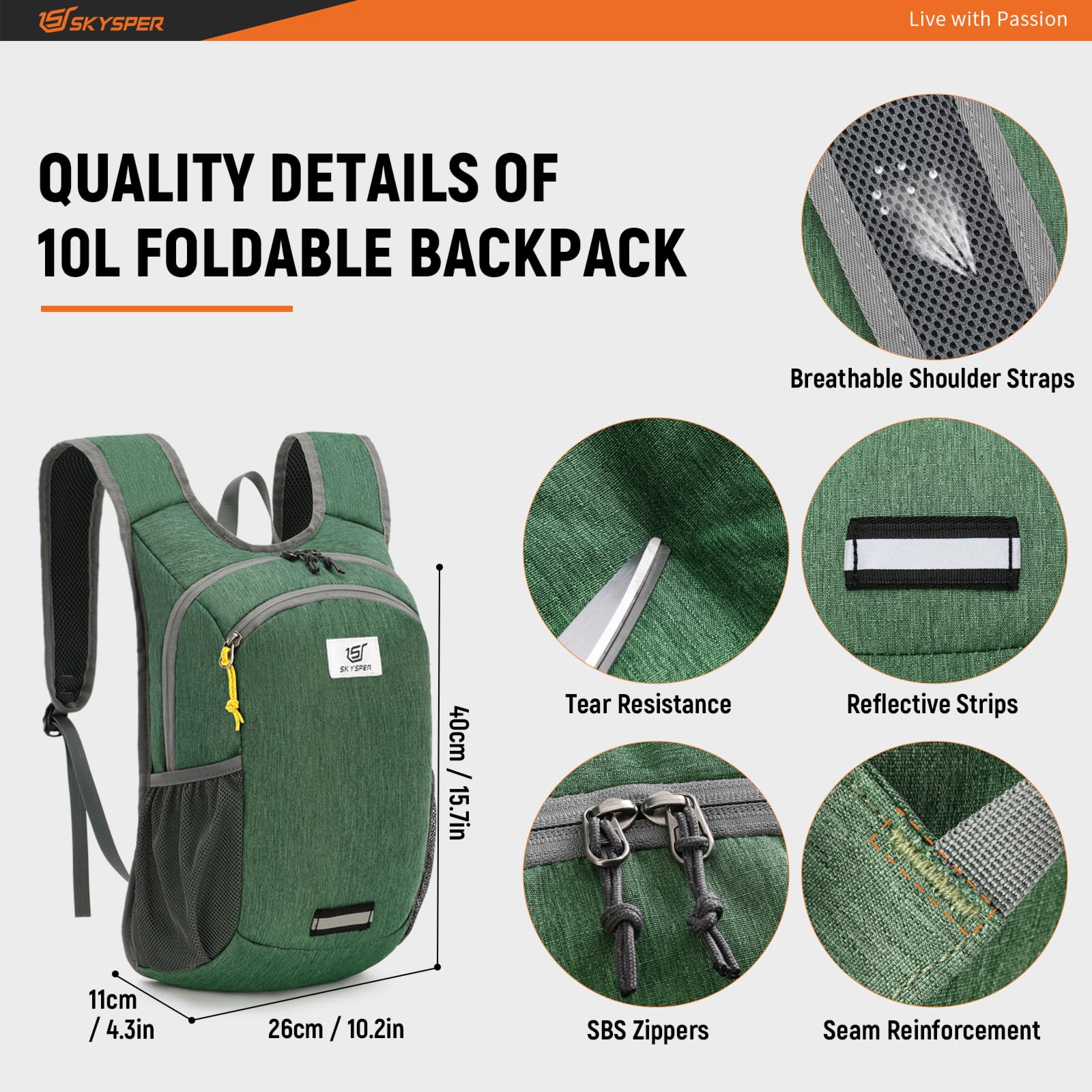 Snapklik.com : 10L Hiking Backpack Lightweight Packable Back Pack Small ...