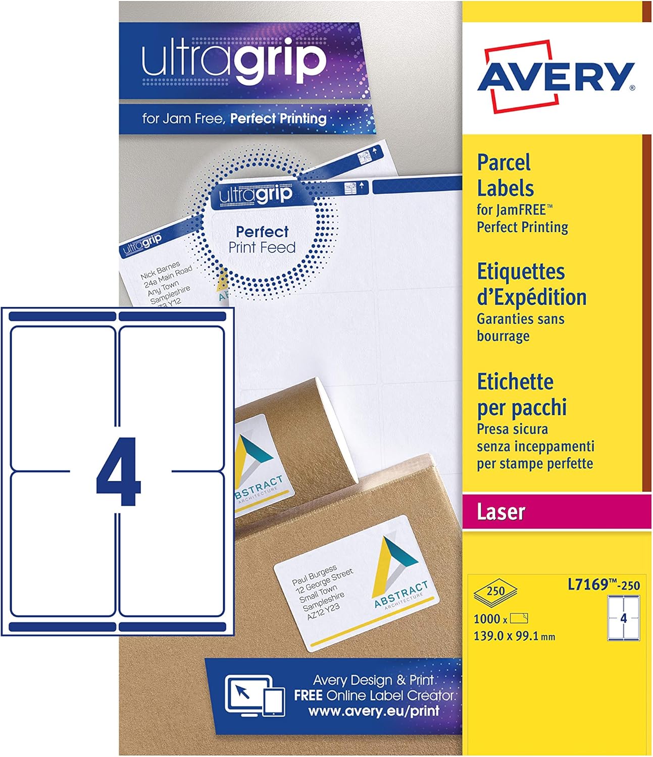Avery JamFREE, Printable, Block Out Parcel Labels, Customisable, 139 x ...