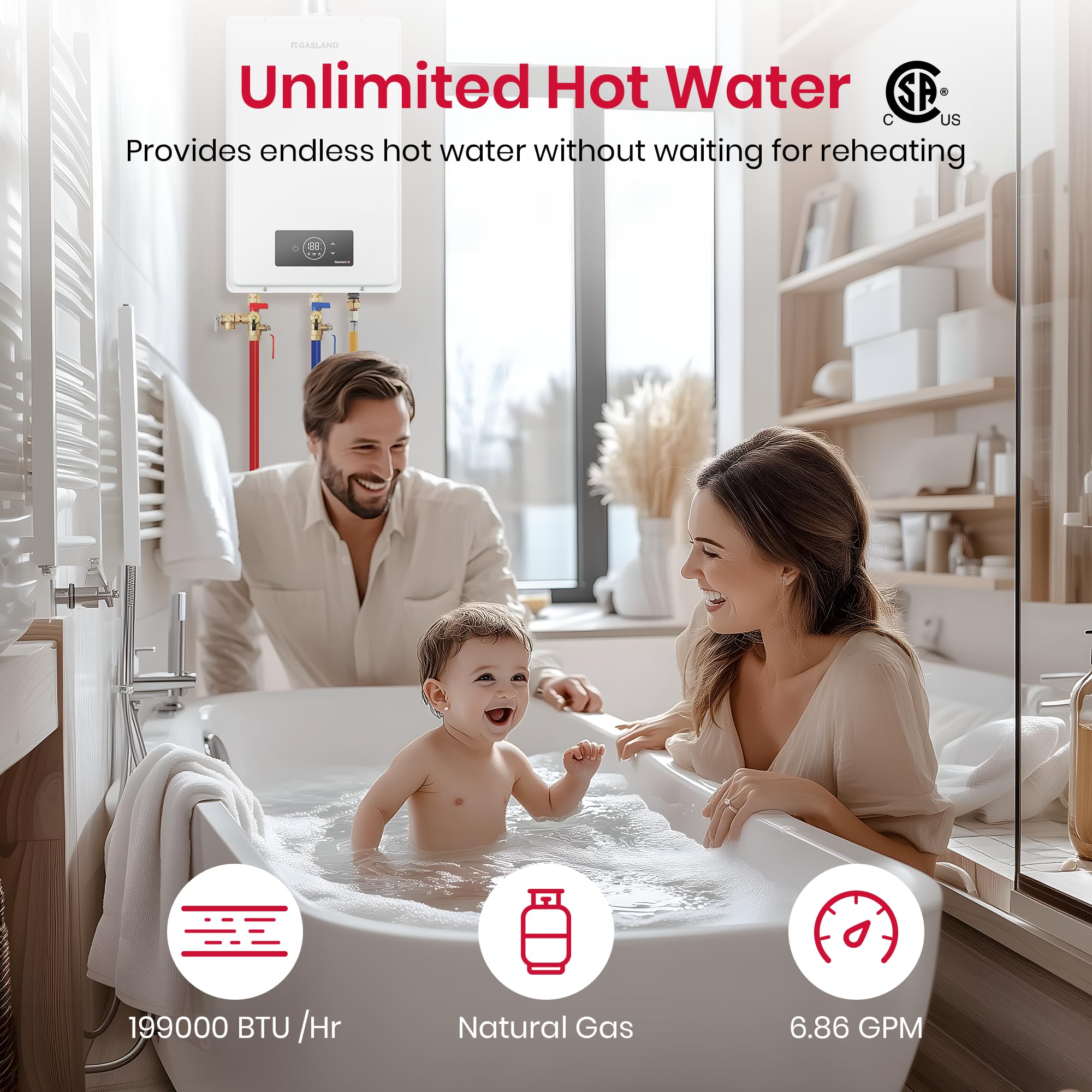 Snapklik.com : GASLAND Gasmart C 6.86 GPM Natural Gas Tankless Water Heater
