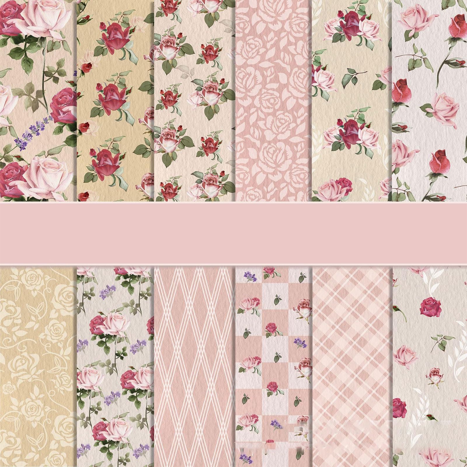 Amazon.com : VIVIQUEN 24 Pack Strawberry Pattern Plaid Scrapbook Paper ...