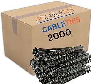 Gocableties Small Black Cable Ties, 150mm x 3.6mm, Bulk Pack of 2000, 6 ...