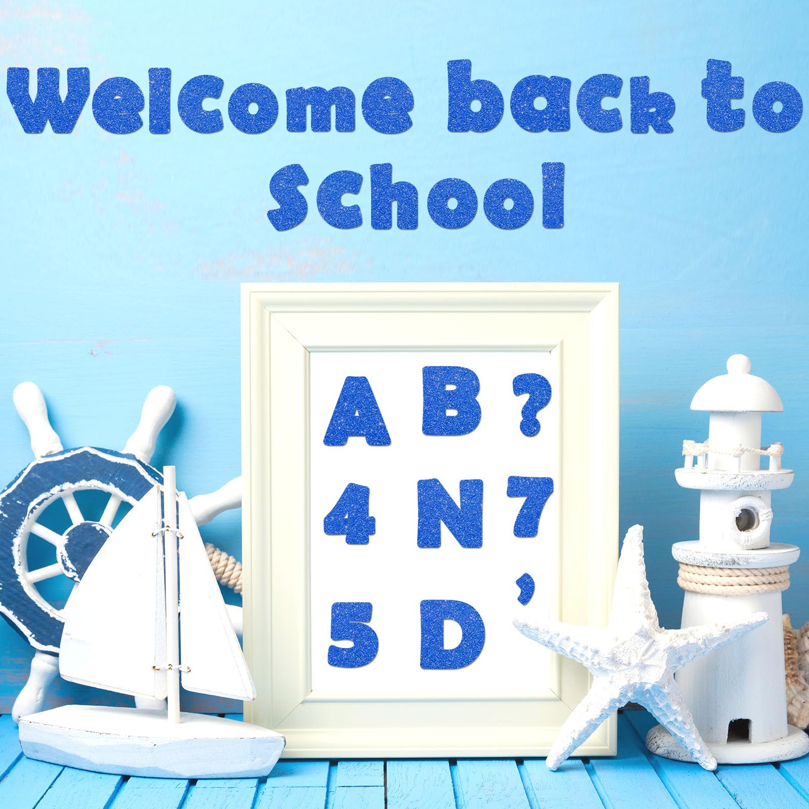 Poster Board 260-Piece Glitter Blue Bulletin Board Letters - 4 Inch ...
