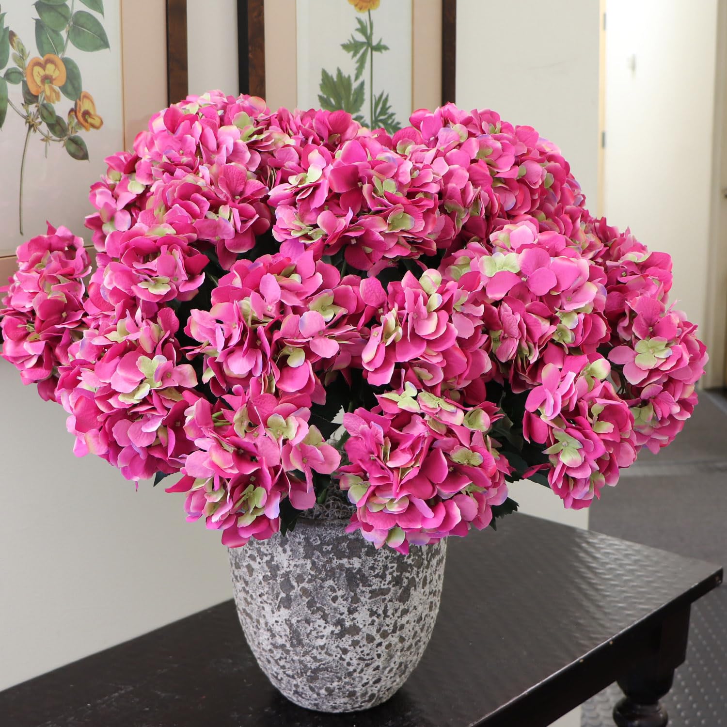 Amazon.com: 20" Fuchsia Hydrangea Bush - Realistic Silk Blooms - UV ...