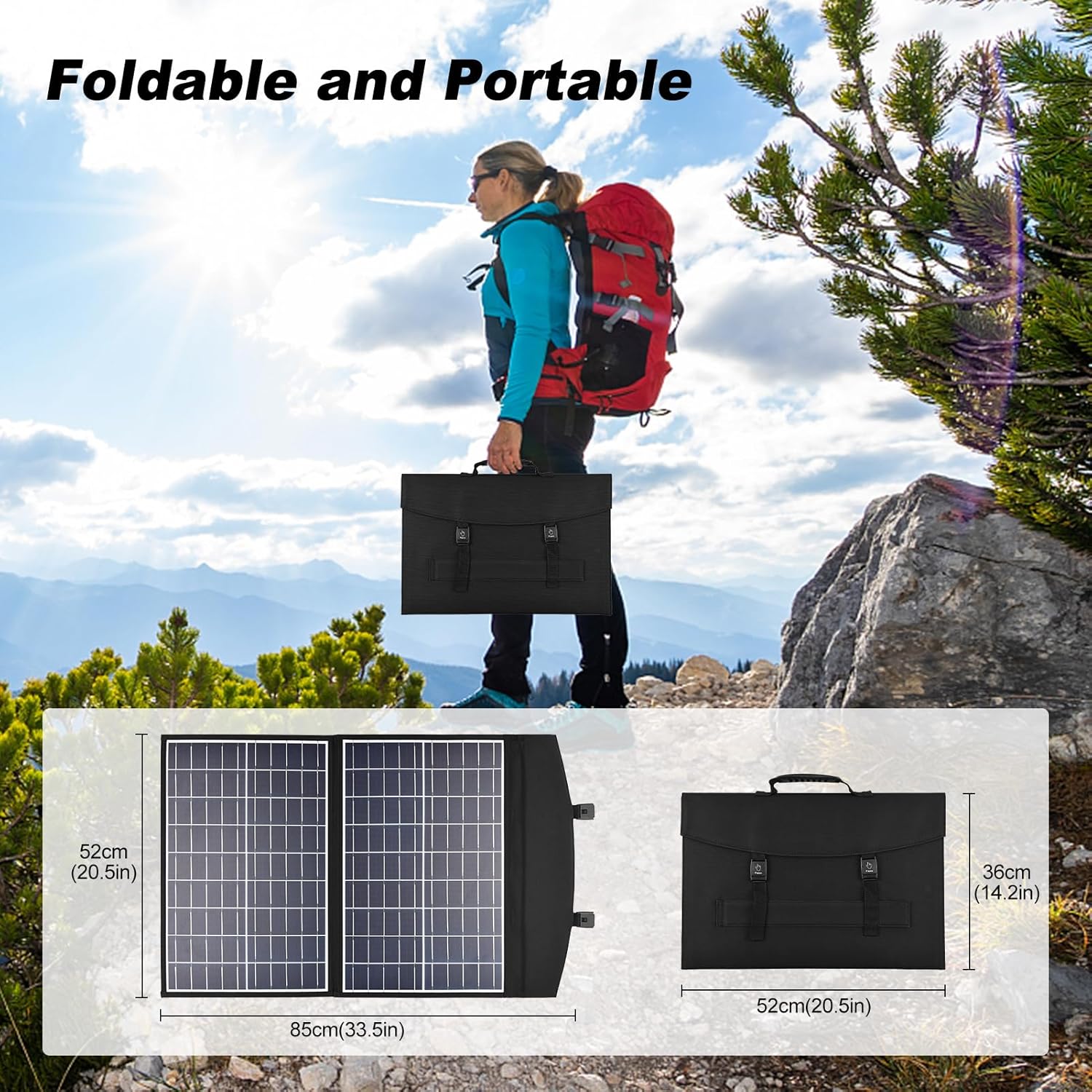 Lixada 60W Solar Panel Kit Folding with 4 Output Ports and 1 Pocket ...