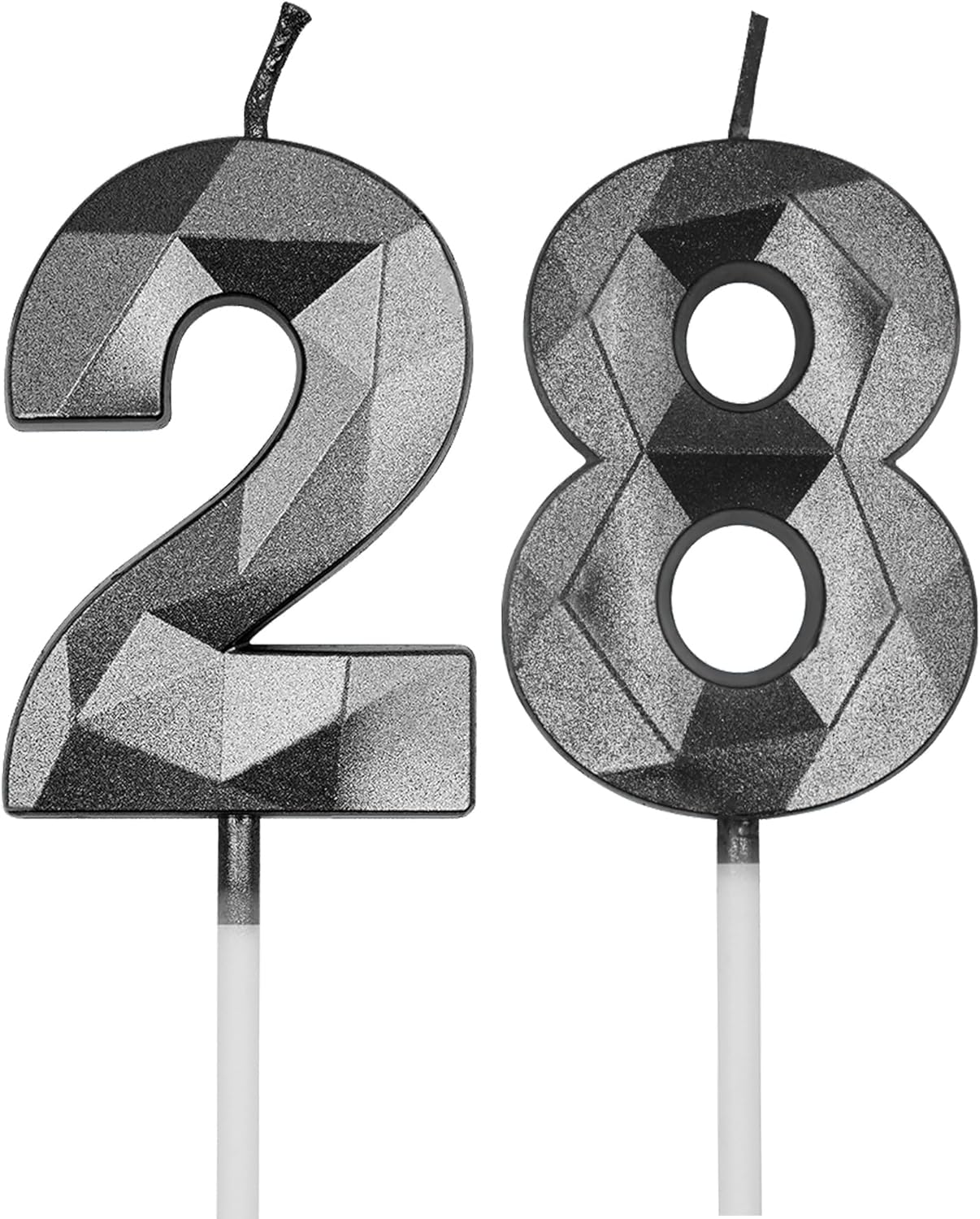 Amazon.com: 28th & 82nd Birthday Candles for Cake, Black Number 28 82 ...