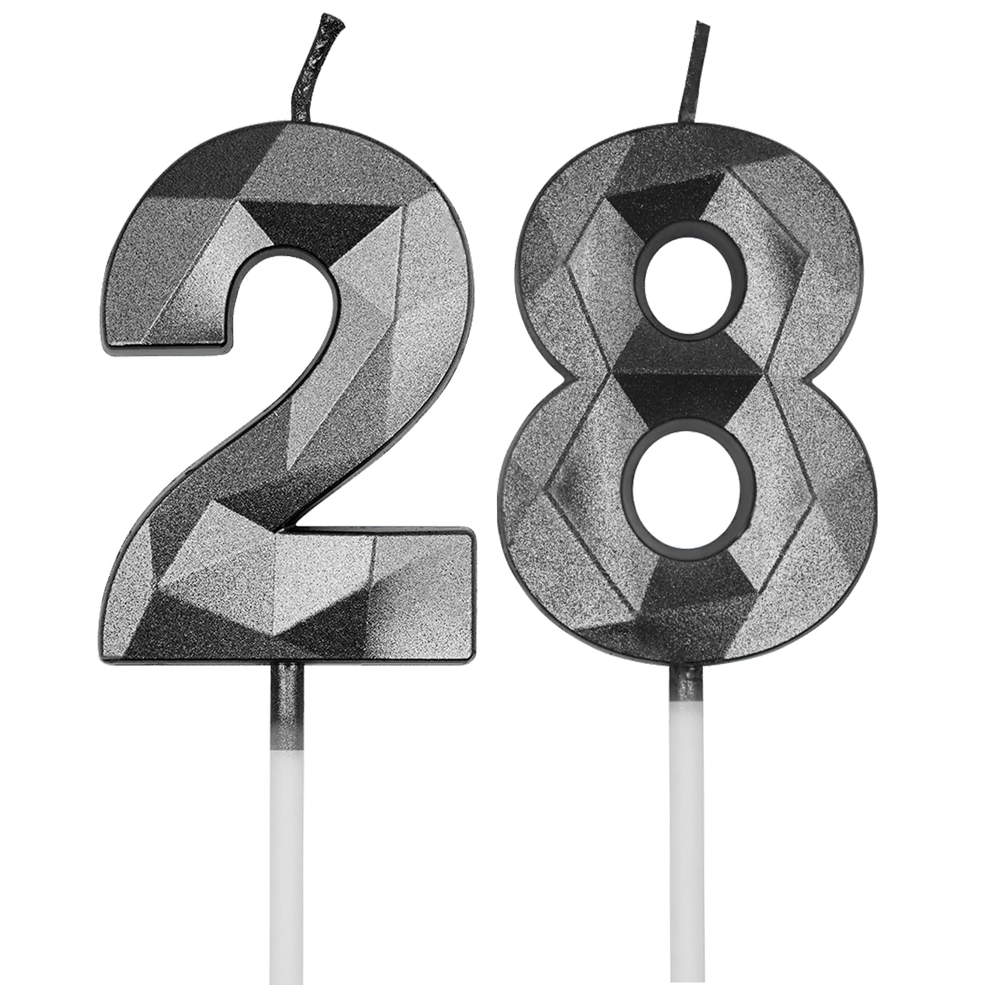Amazon.com: 28th & 82nd Birthday Candles for Cake, Black Number 28 82 ...