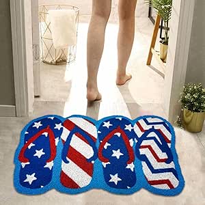Amazon.com: ZeawIEsvbyt Summer Bathroom Rugs, Patriotic Flip Flops Door ...