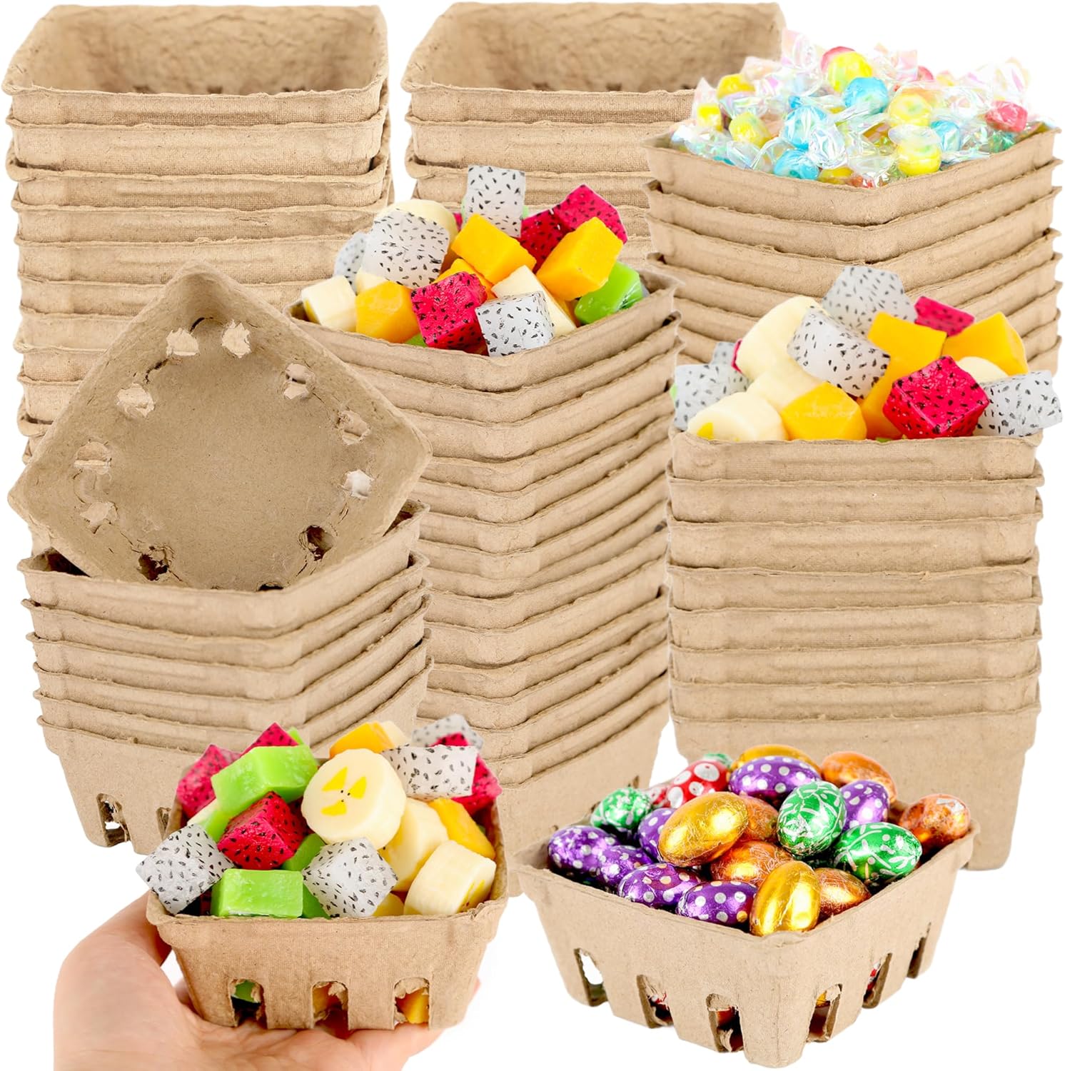 Amazon.com: 90 Pack Natural Pulp Fiber Berry Basket Molded Produce ...