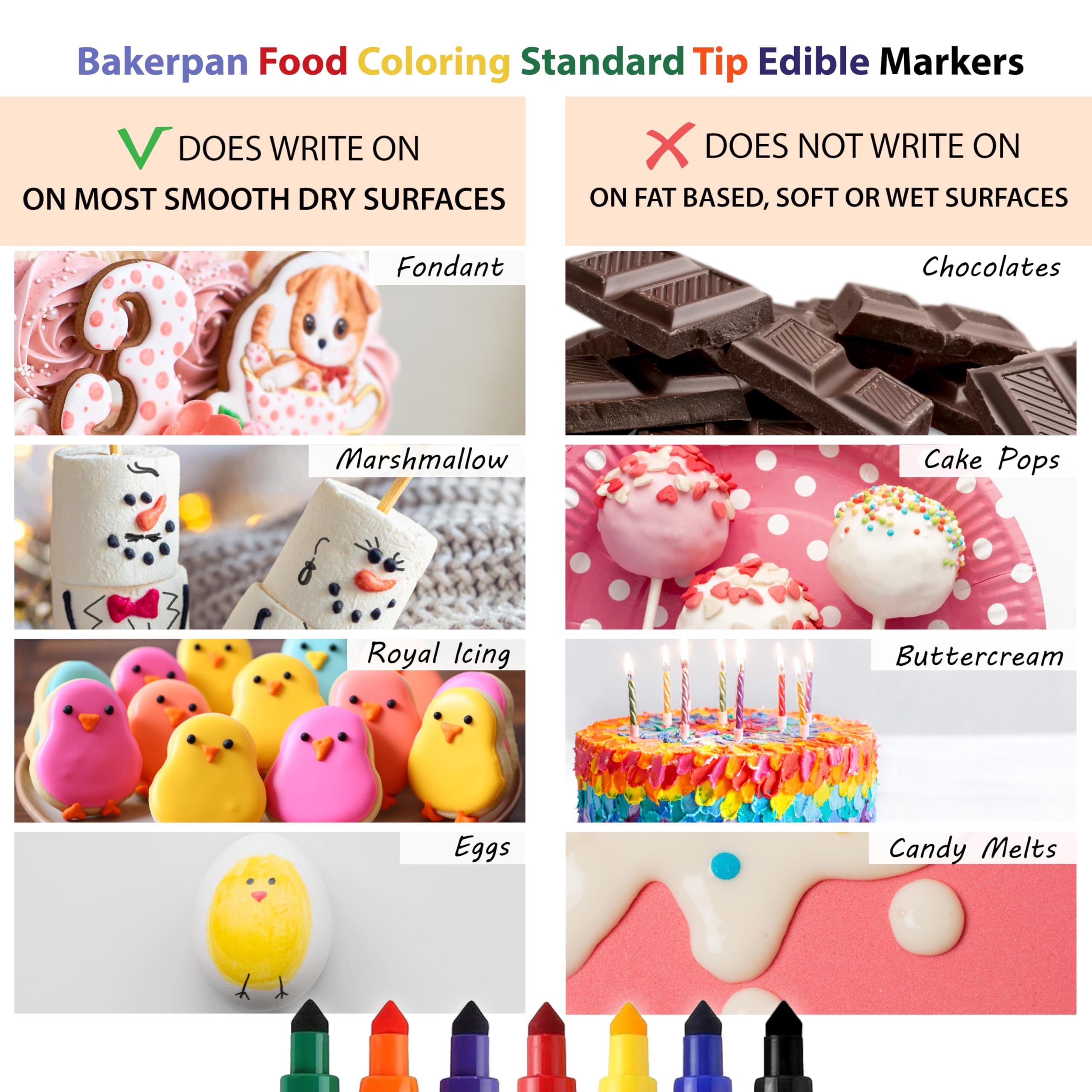 Snapklik.com : Bakerpan Food Coloring Markers, Standard Tip Edible ...