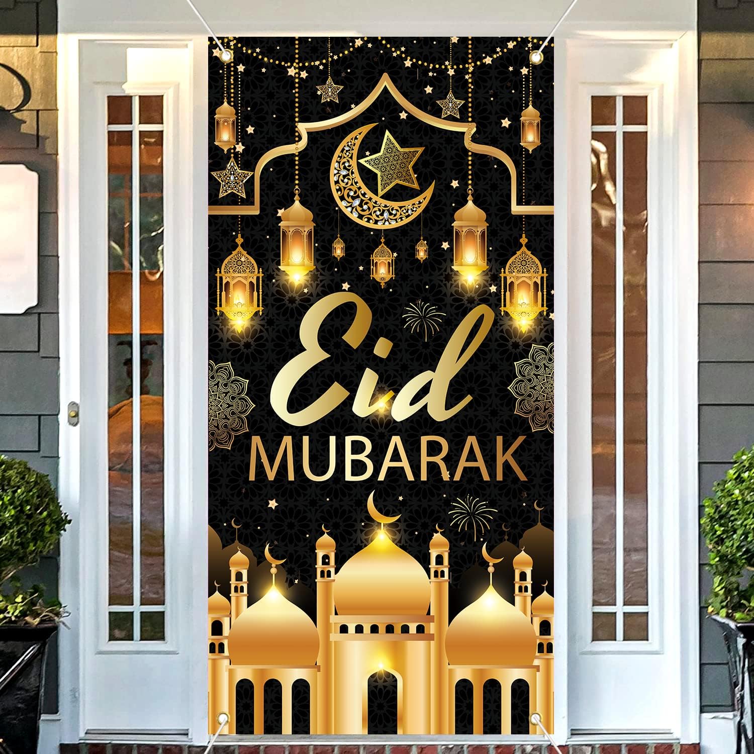 Amazon.com: 70.8X35.4 Inch Eid Mubarak Door Banner, Eid Mubarak ...