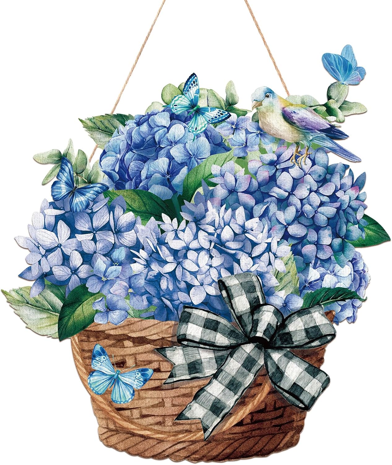 Amazon.com: Capoda Spring Door Sign Decor Blue Hydrangea Door Hanger ...