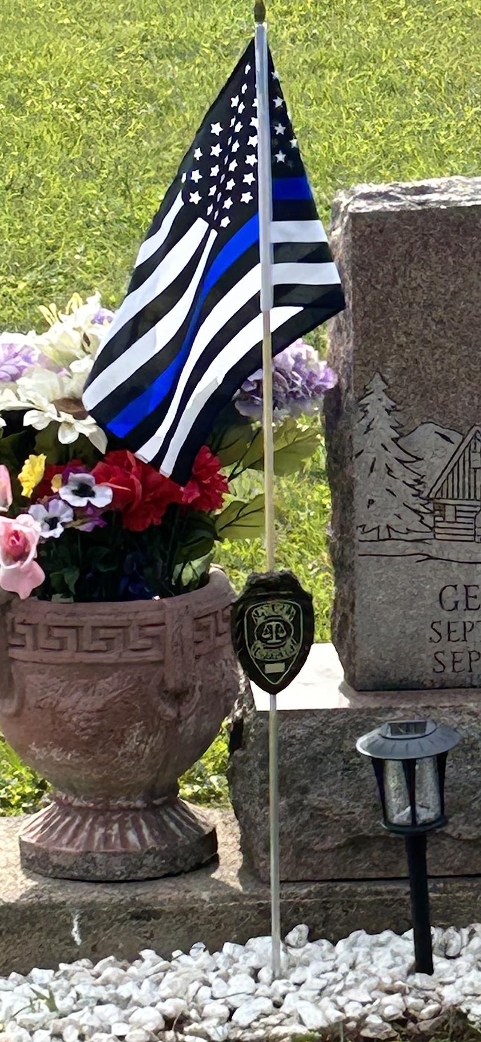 Amazon.com : Aluminum Grave Marker Police Officer, Cemetery Memorial ...