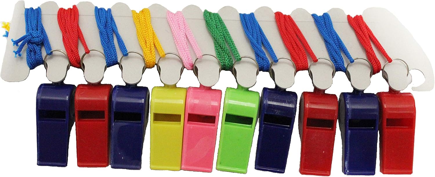 Amazon.com: Set of 10 Colored Plastic Whistles New : Toys & Games