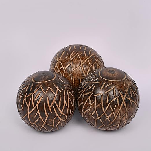 Amazon.com: Samhita Decorative Mango Wood Round Balls Set of 3 for Home ...