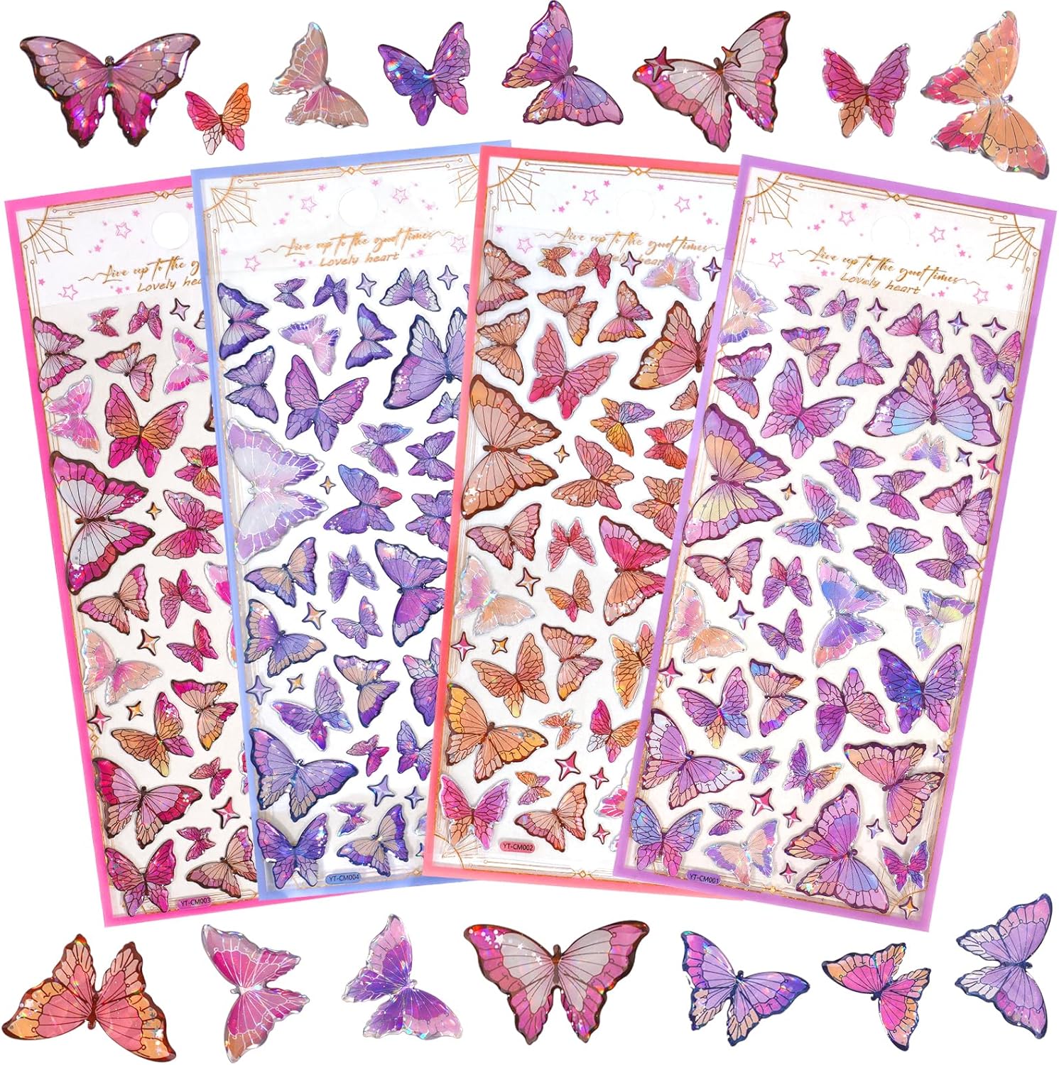 Amazon.com: SHANGRLA Small Mini Butterfly Stickers - 3D Holographic ...
