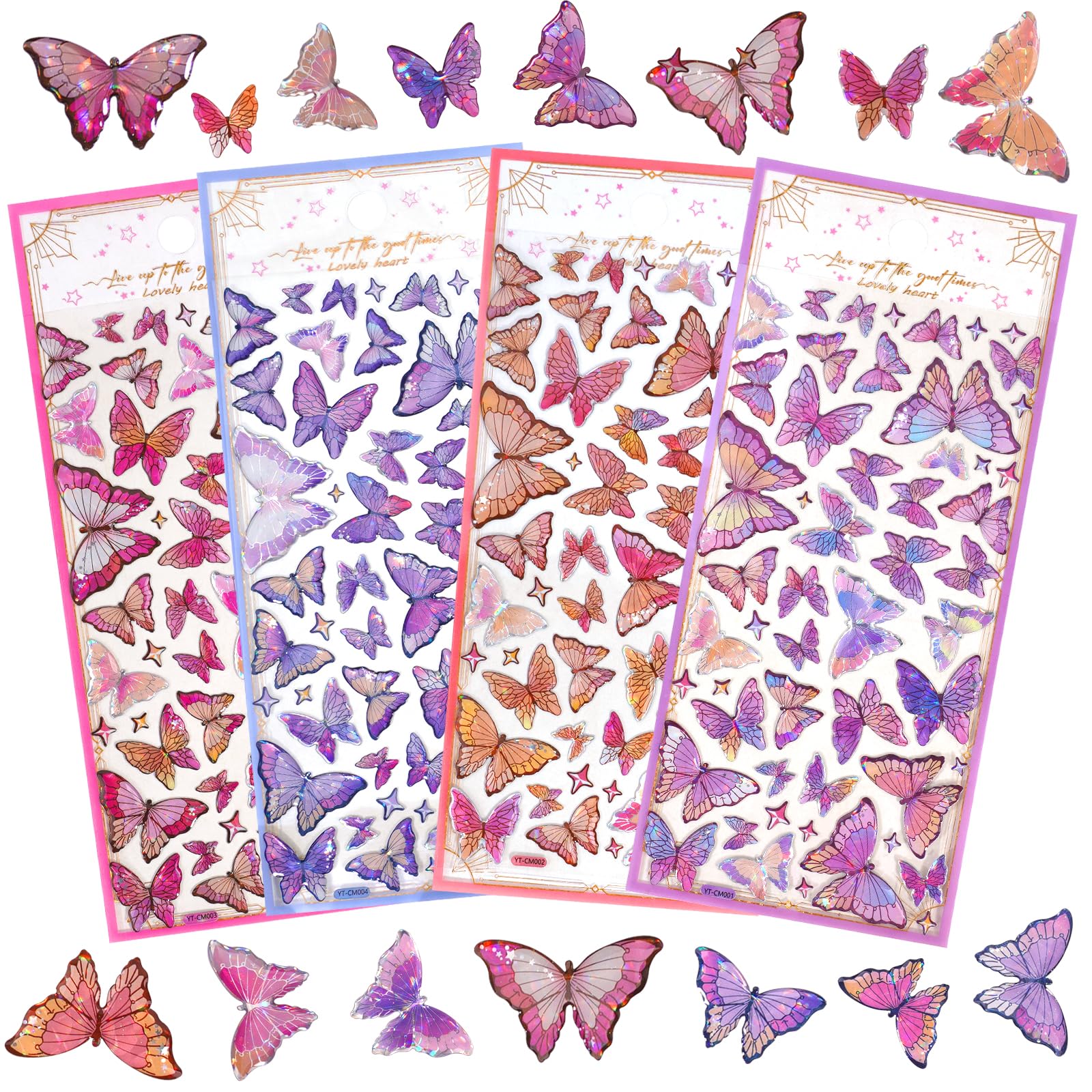 Amazon.com: SHANGRLA Small Mini Butterfly Stickers - 3D Holographic ...