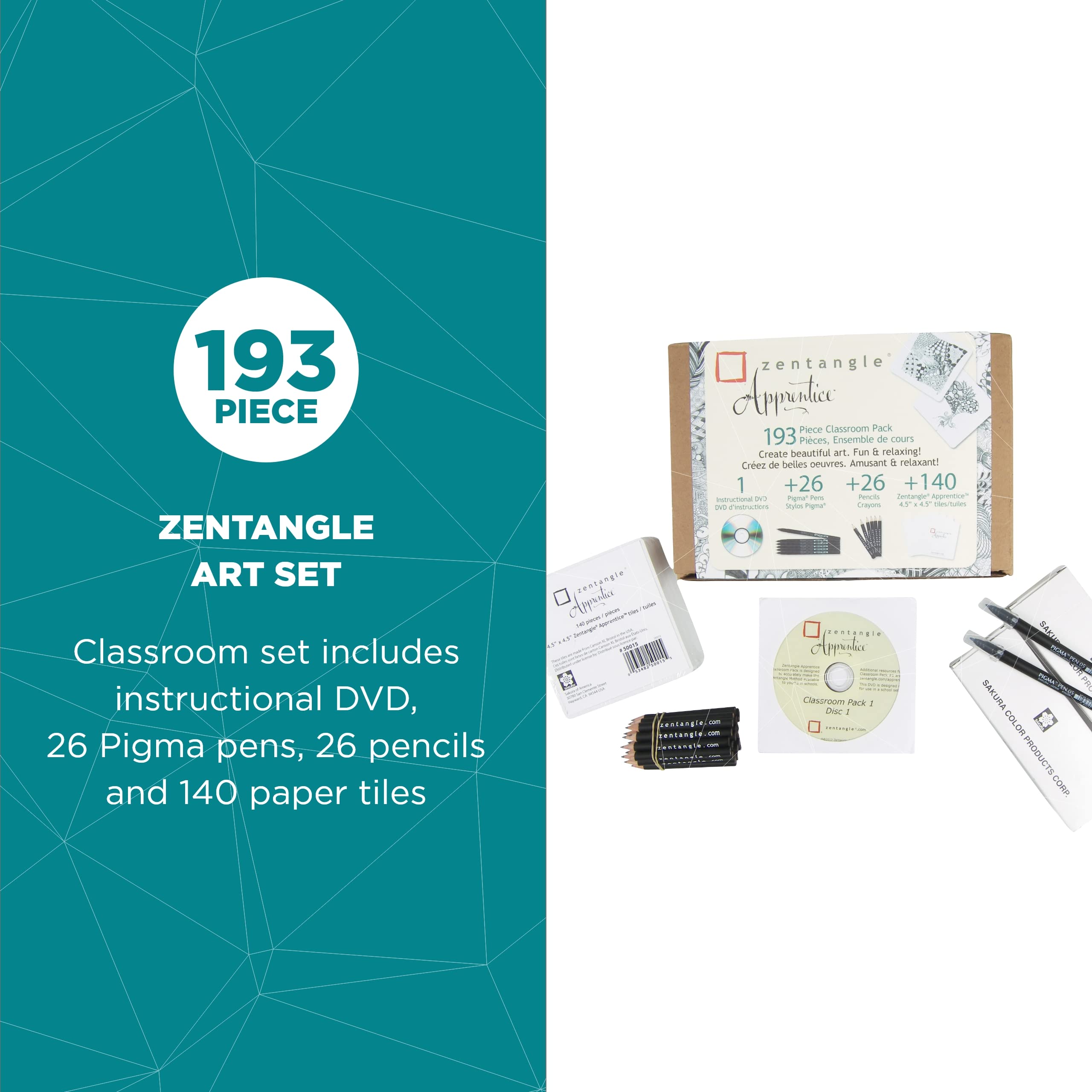 Sakura Zentangle Apprentice Classroom Pack - DVD, Pigma Pens, Pencils ...