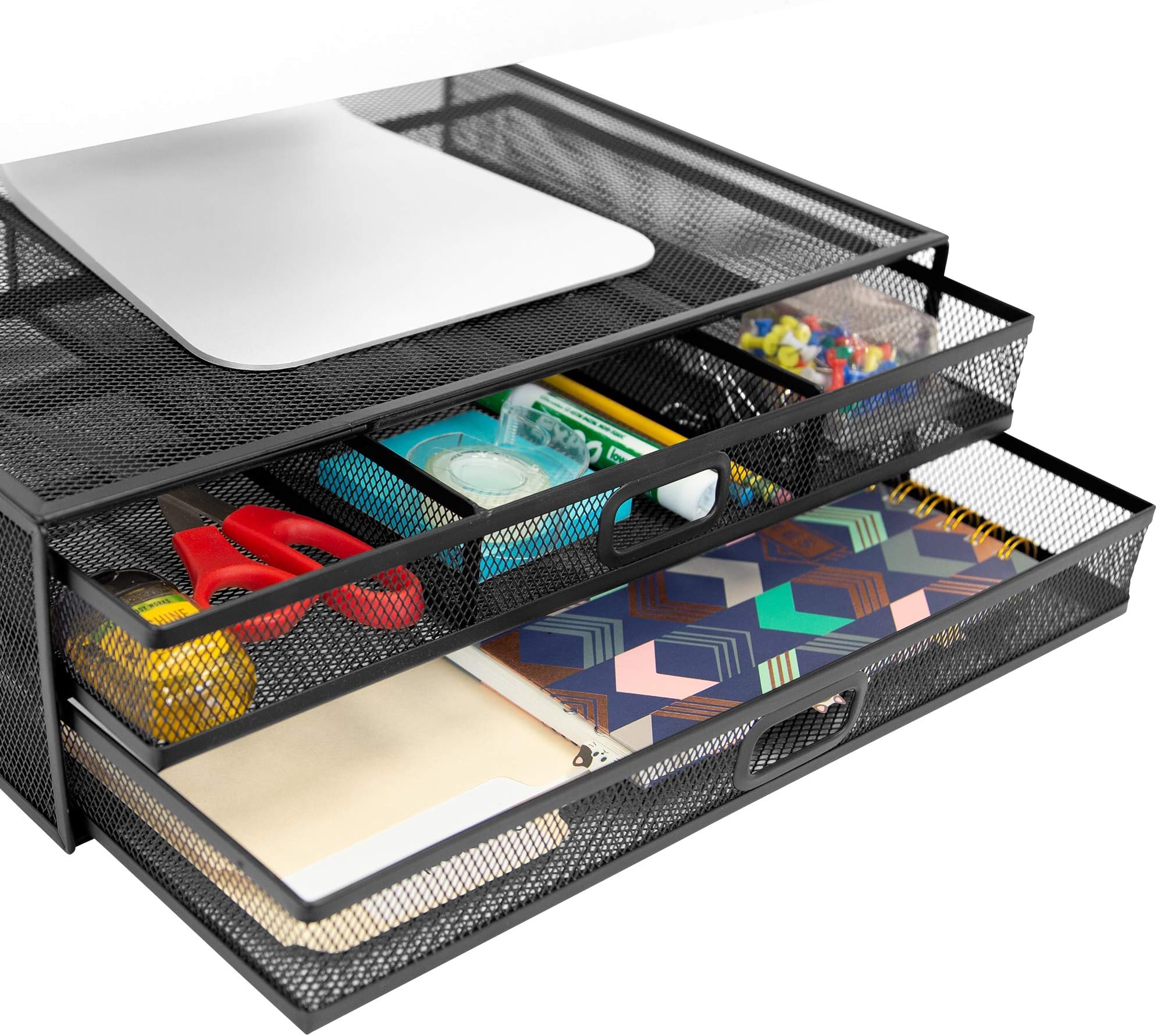 MOUNT-IT! Mesh Computer Monitor Stand Riser [Metal] Desk Organizer with ...