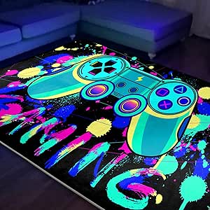Amazon.com: SEBKQ Blacklight Gaming Area Rug, UV Reactive 3D Game ...