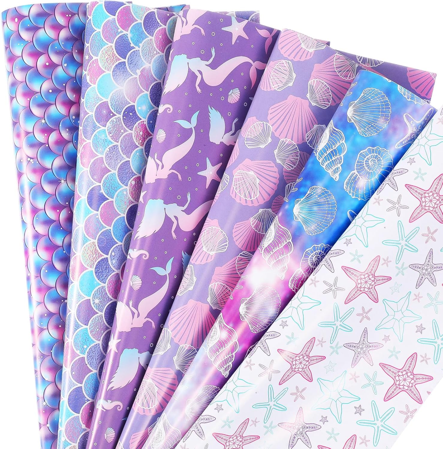 Amazon.com: Kolldenn 12 Sheets Mermaid Gift Wrapping Paper Birthday ...