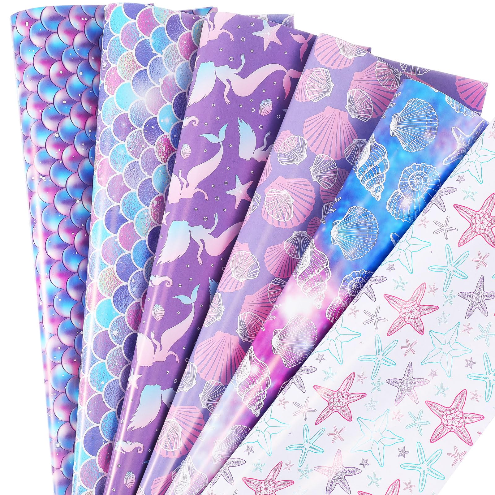 Amazon.com: Kolldenn 12 Sheets Mermaid Gift Wrapping Paper Birthday ...
