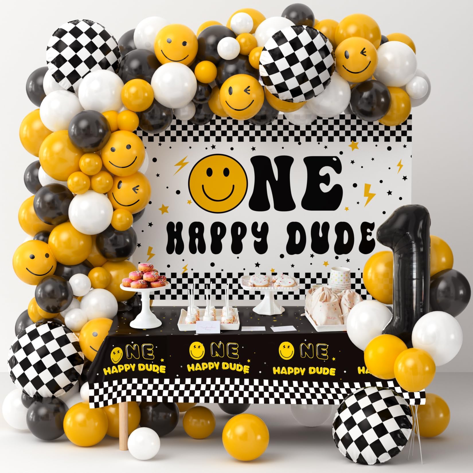 Amazon.com: One Happy Dude Birthday Decorations 1st Photo Banner Happy ...