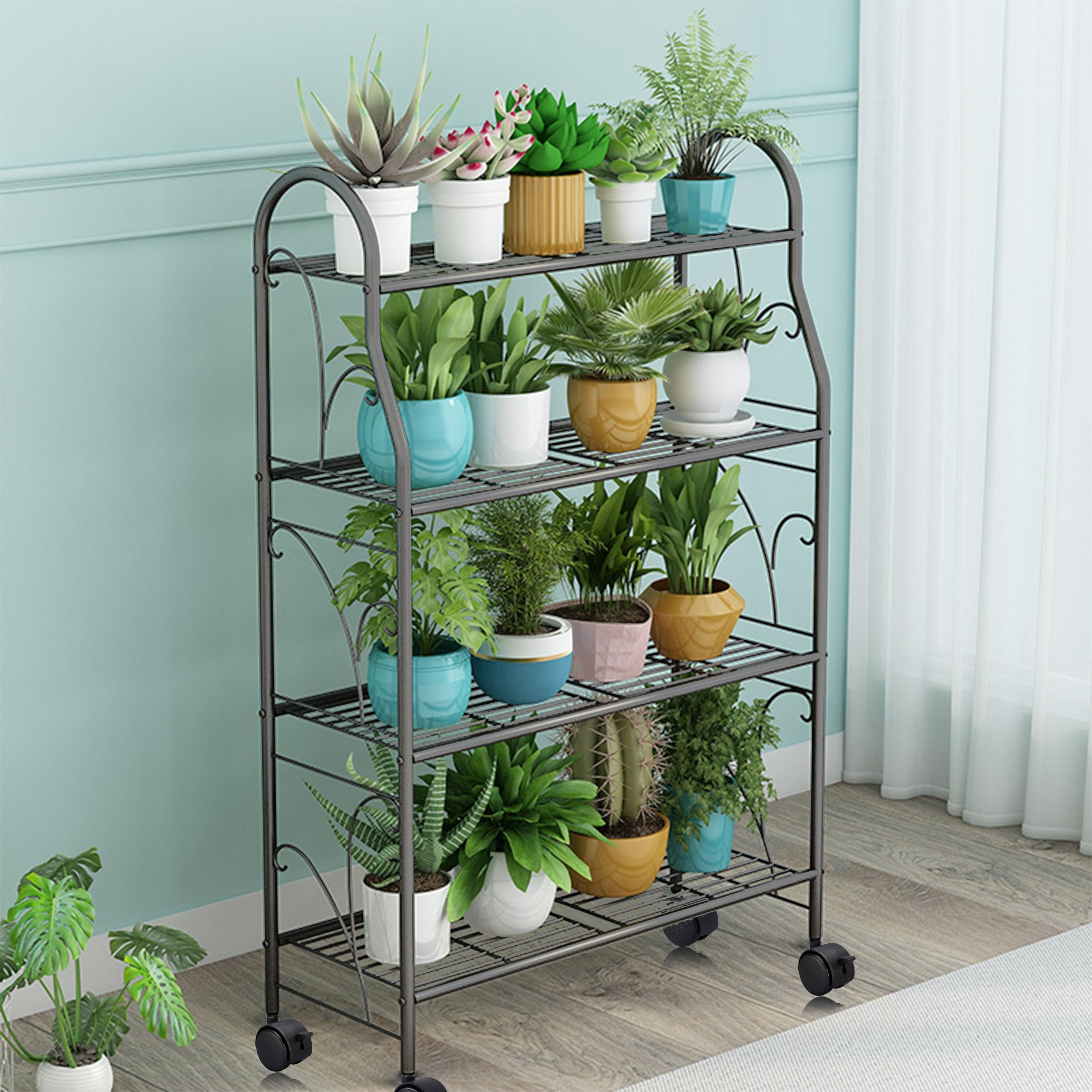 Amazon.com: unho Metal Plant Stand 6-Potted: Flower Pot Holder with ...