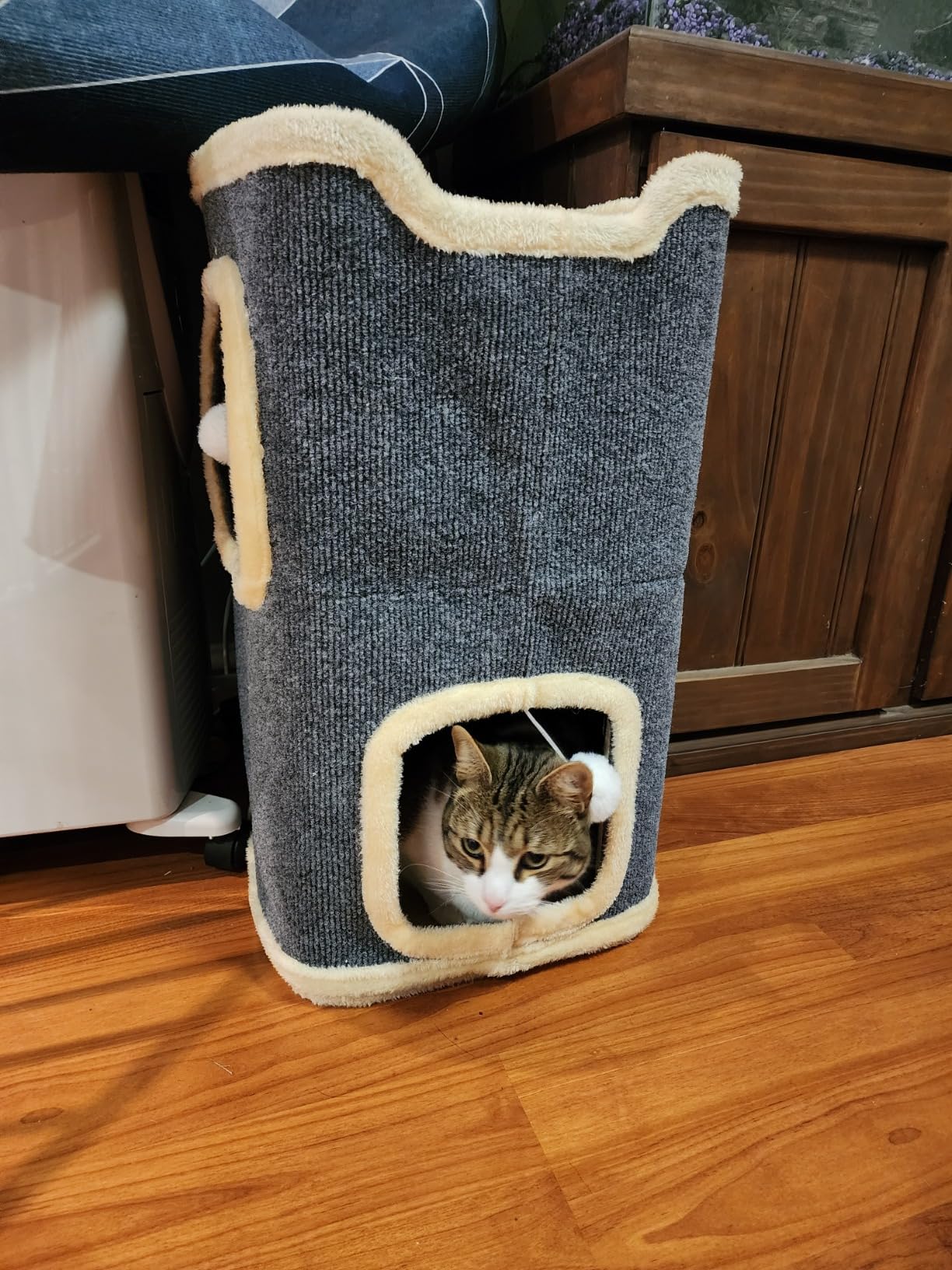 2-Storey Cat House for Indoor Cats Bed Cube, Covered Cat Cave Beds ...