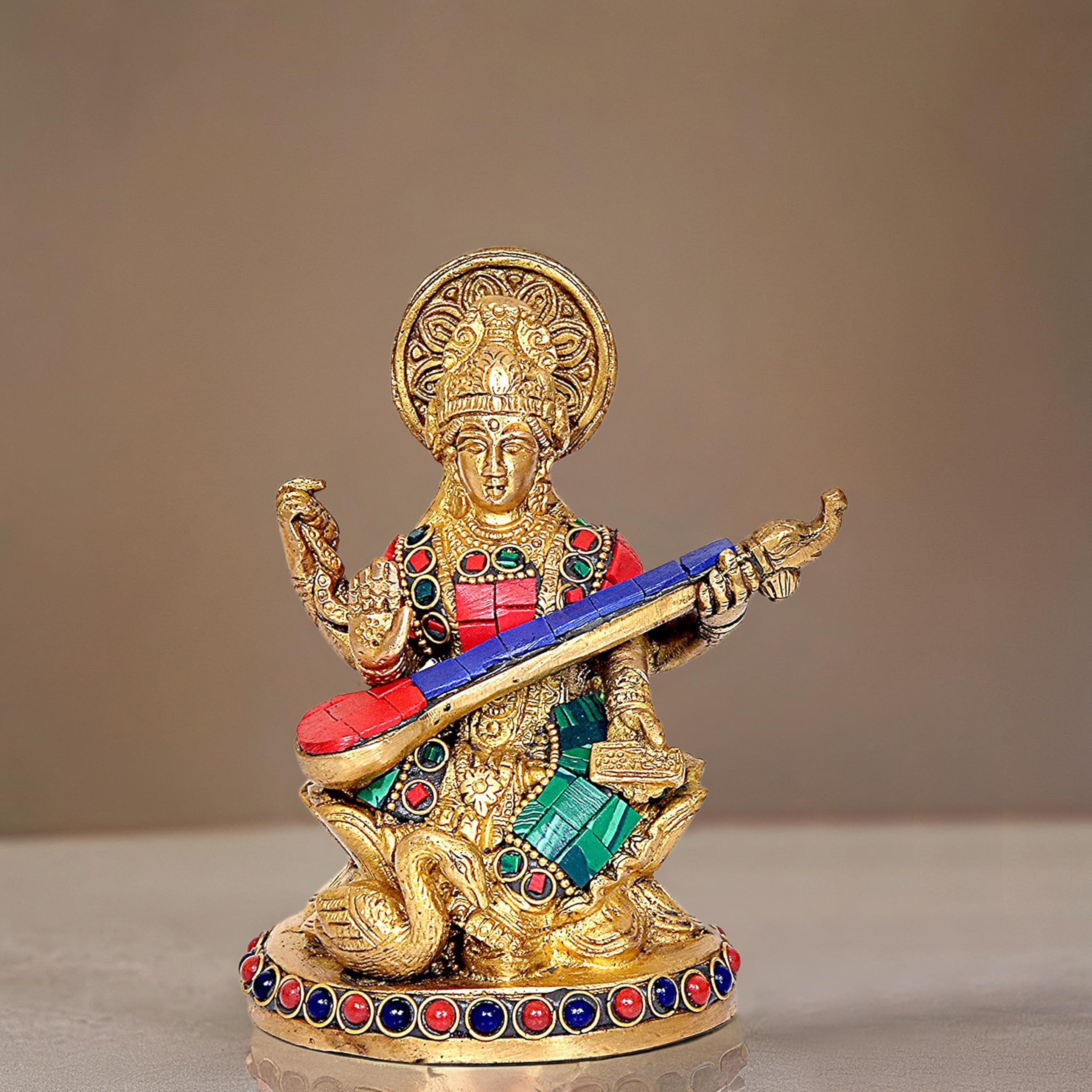 Buy Amazon Brand - Umi Maa Saraswati Multicolor Brass Statue Sculpture ...