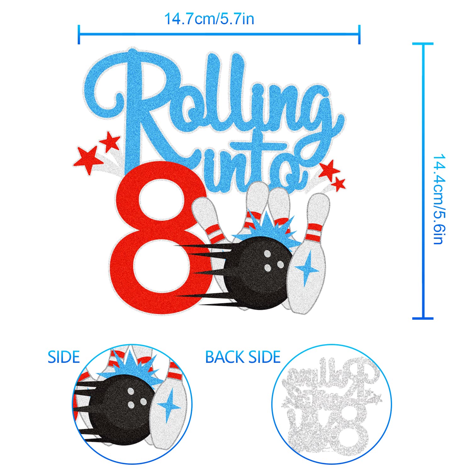Snapklik.com : Bowling Rolling Into 8 Happy 8th Birthaday Cake Topper ...