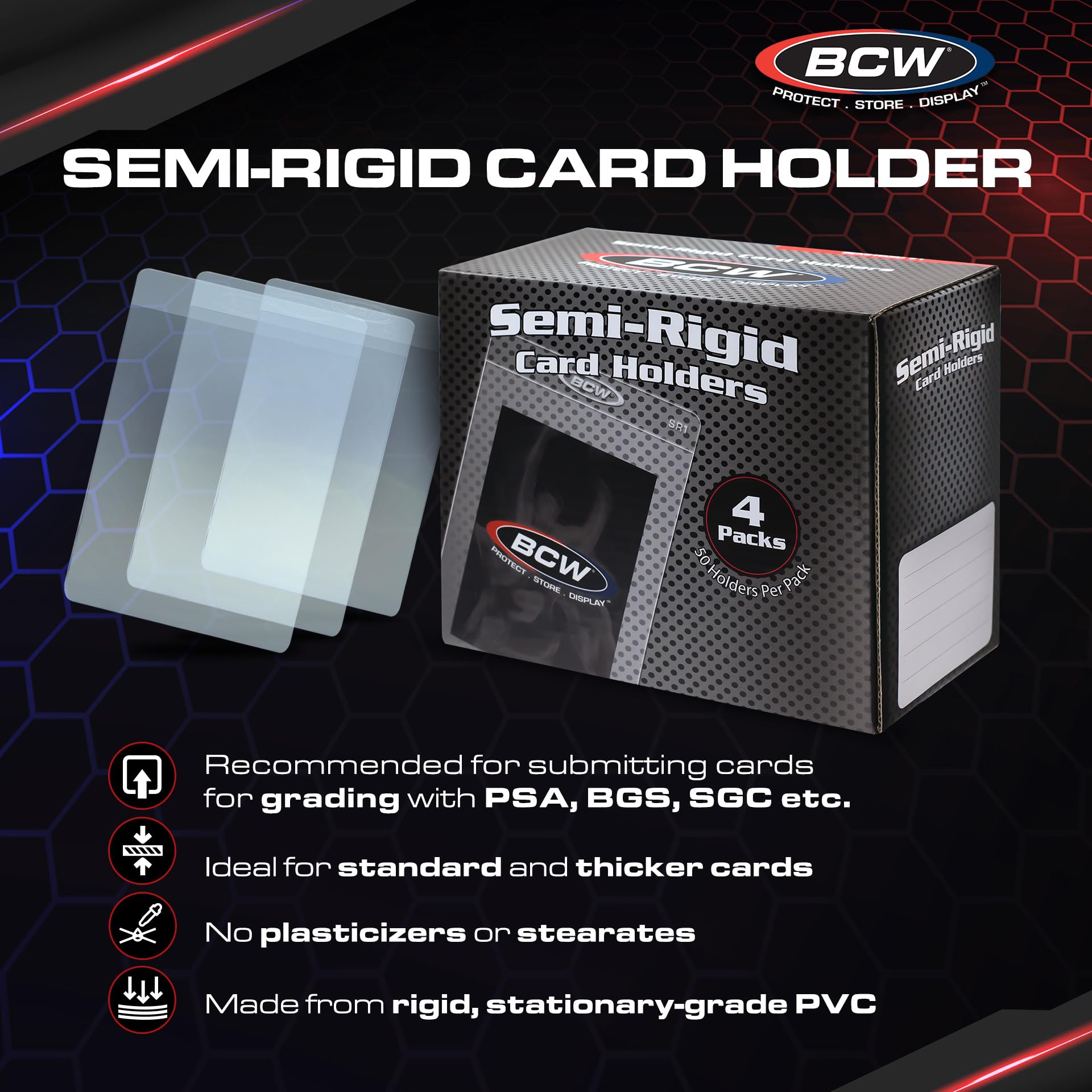 Snapklik.com : BCW Semi Rigid 1 Card Holder - 100 Ct Trading Card ...