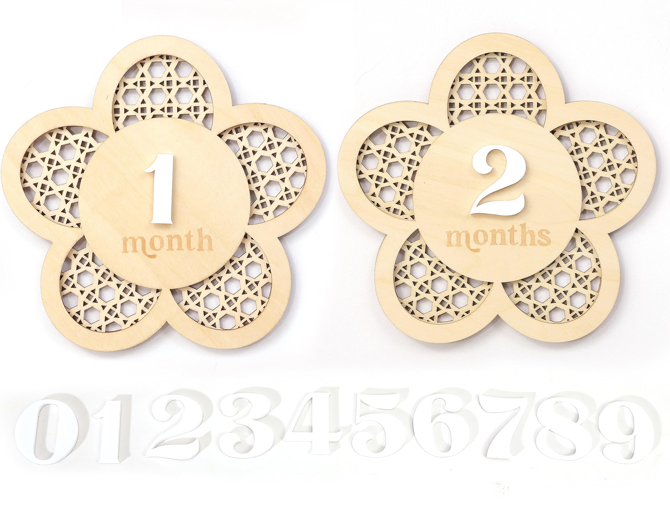 Amazon.com: Wooden Flower Lattice Milestone Cards - Monthly Milestone ...