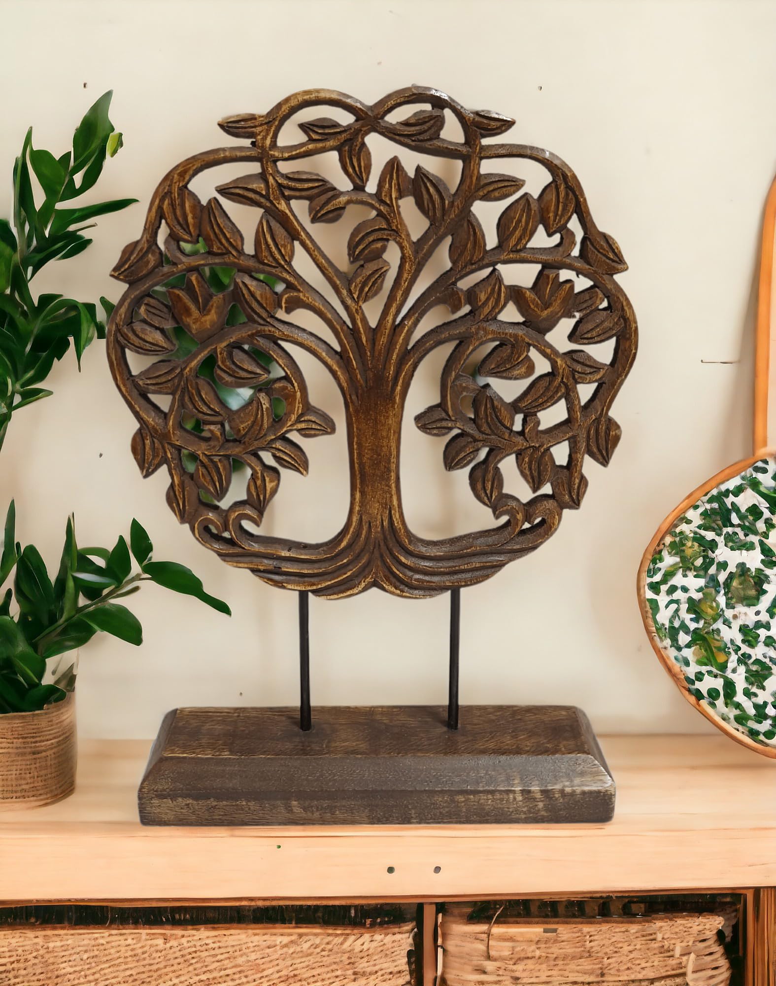 Amazon.com: VANIYA CRAFTS® Wooden Carved Handmade Tree design Engraved ...