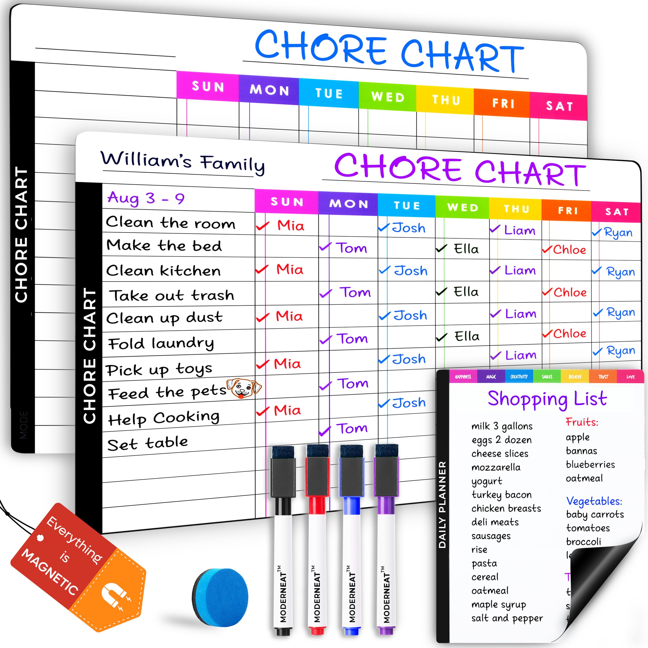 Snapklik.com : Magnetic Chore Chart Dry Erase Whiteboard Set - Pocket ...