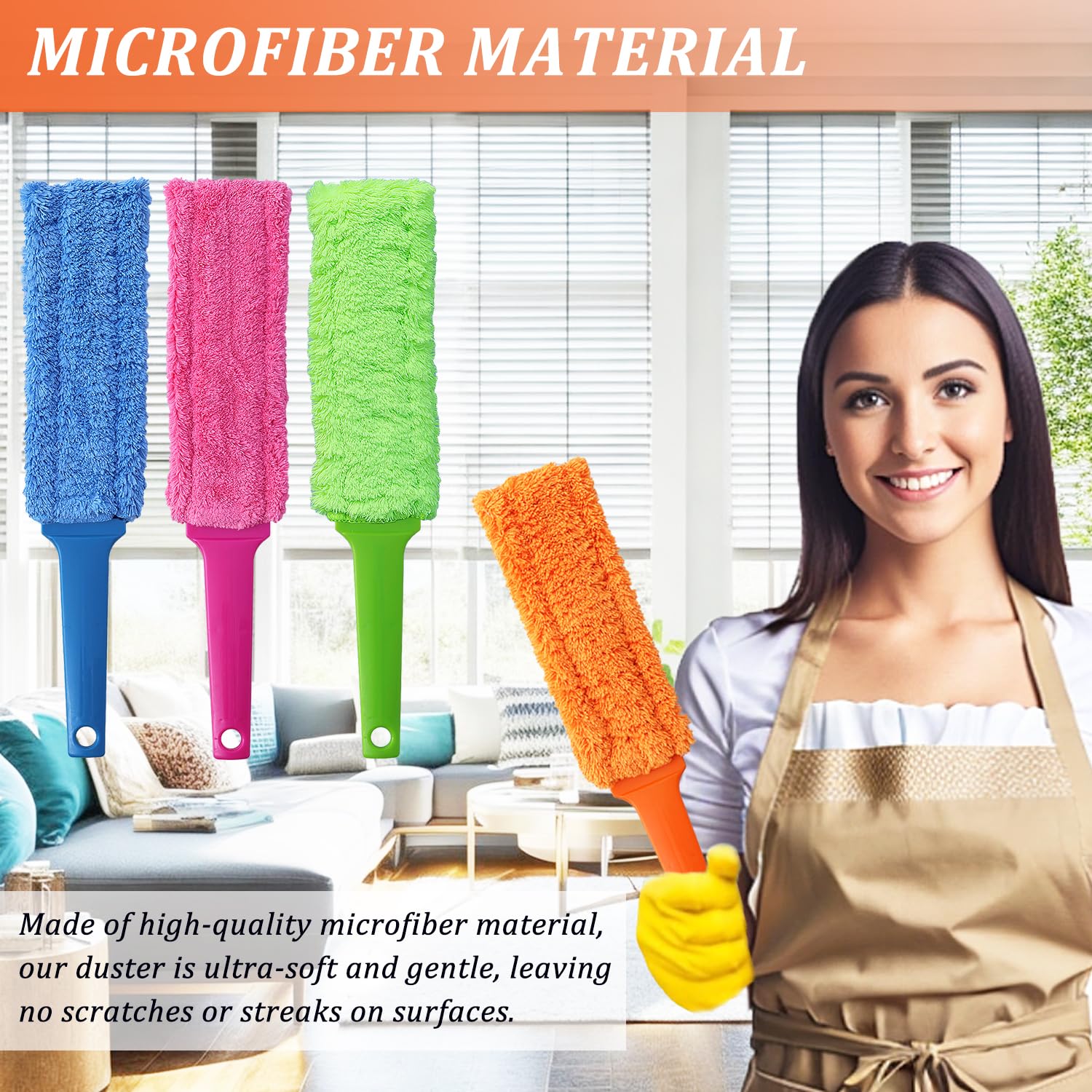 Snapklik.com : 4 Pack Microfiber Dusters - 15 Inch Length, Flat Design ...