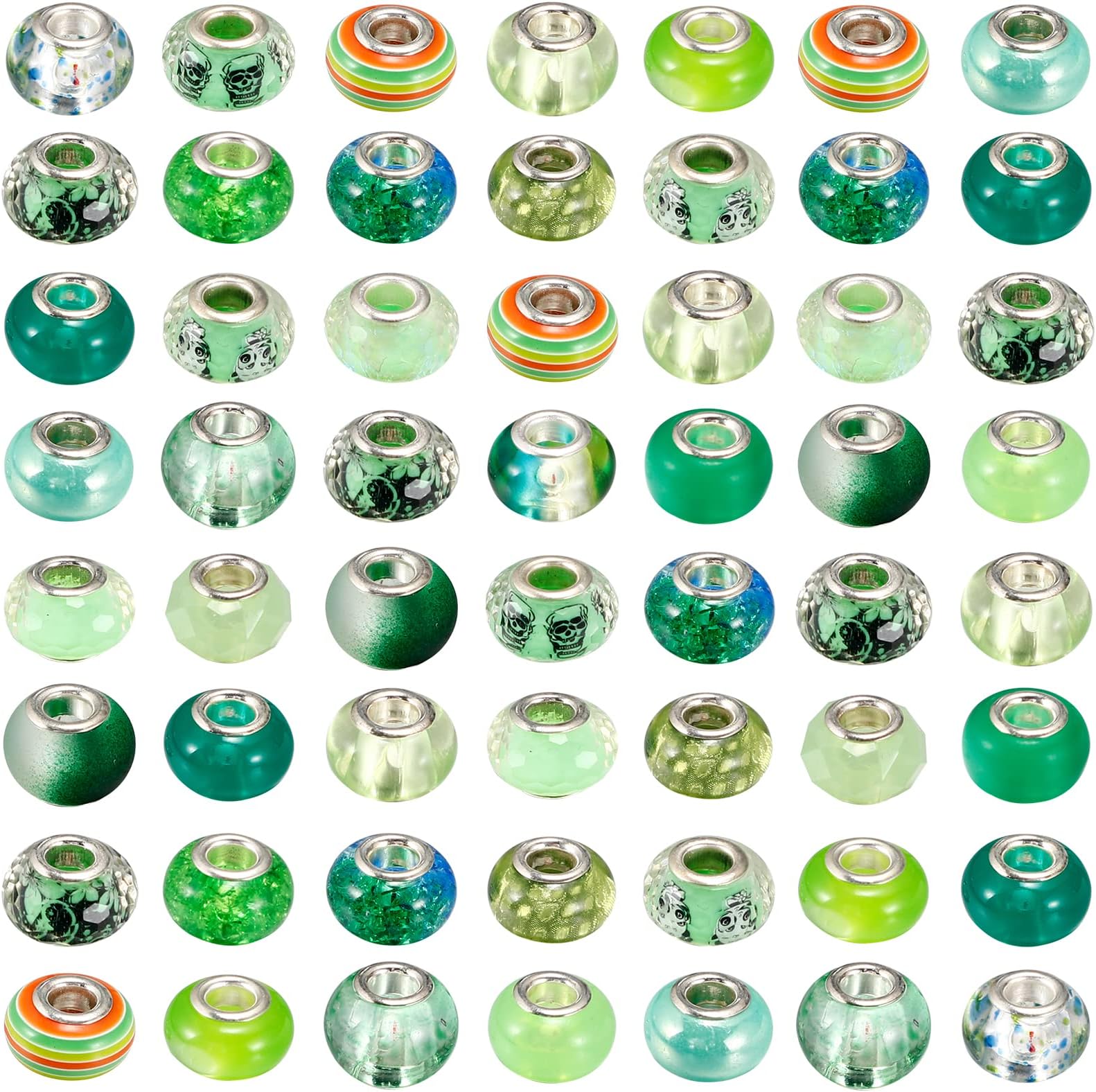 Amazon.com: 50Pcs Assorted Resin Imitation Glass European Beads Large ...