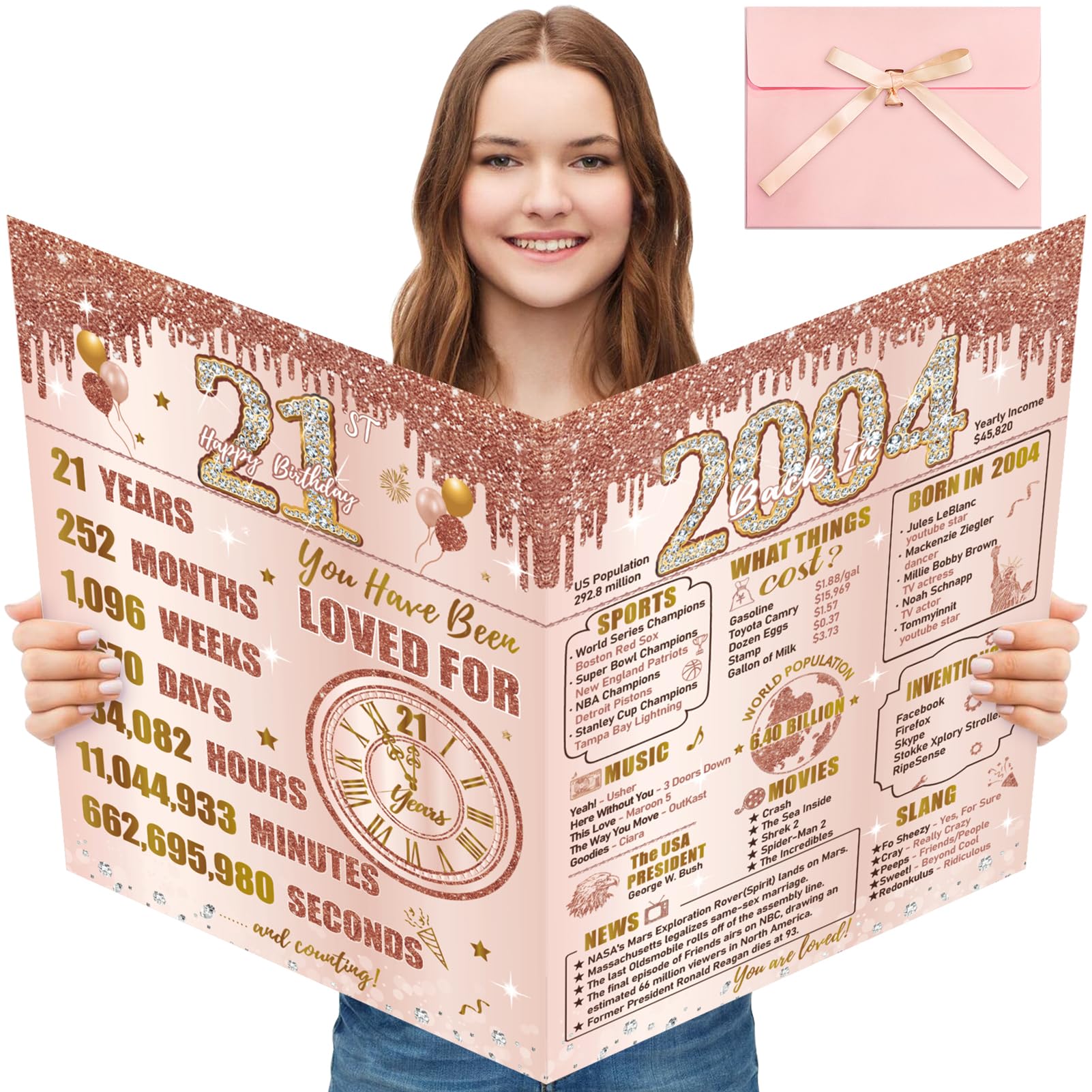 Amazon.com : Turypaty Large 21st Birthday Card With Envelope for Girls ...