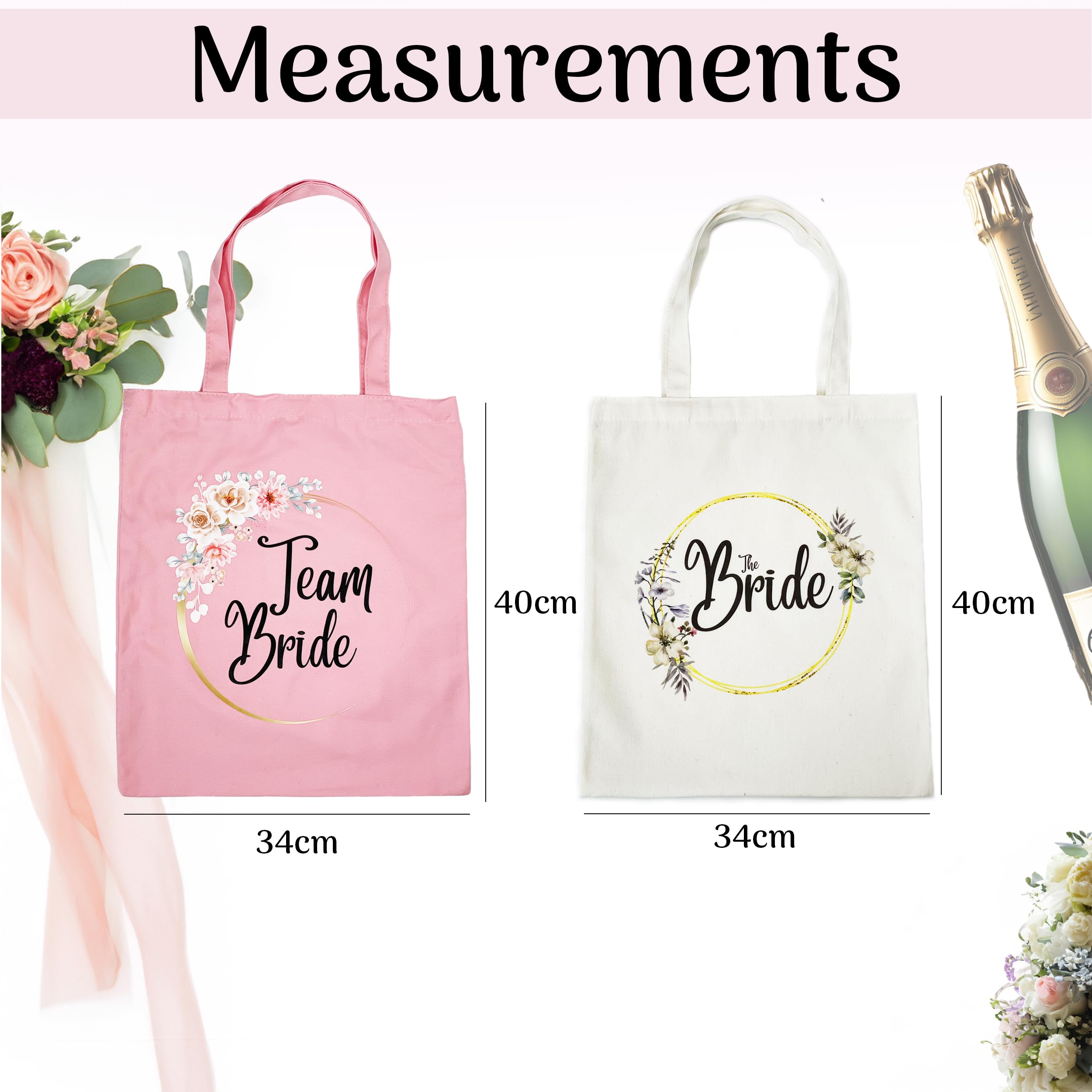 unel Hen Party Bags Set (6 Pieces), The Bride & Team Bride Tote Bags ...