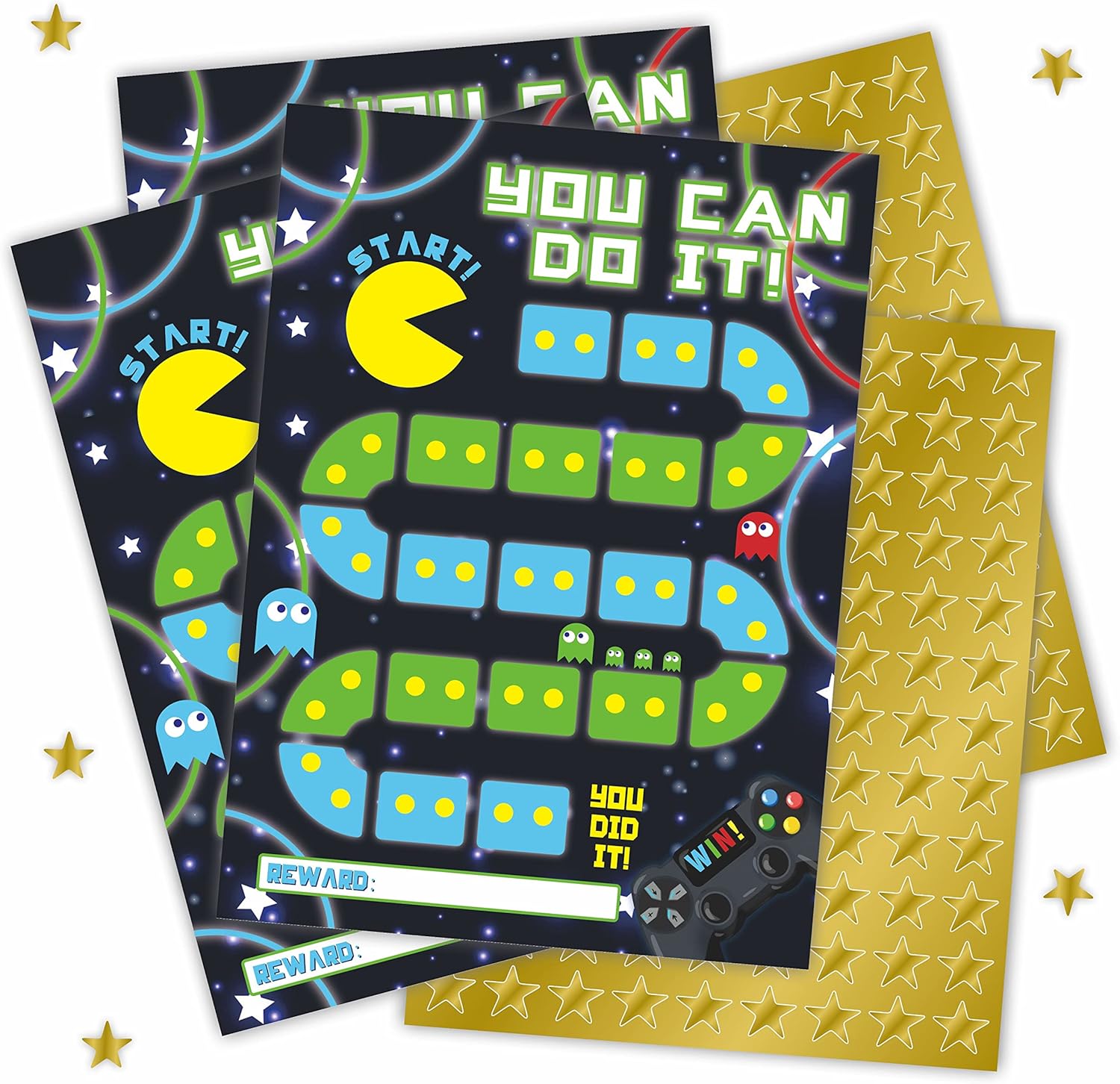 Reward Chart Set - 10 Charts with 206 Golden Star Stickers - Chore ...