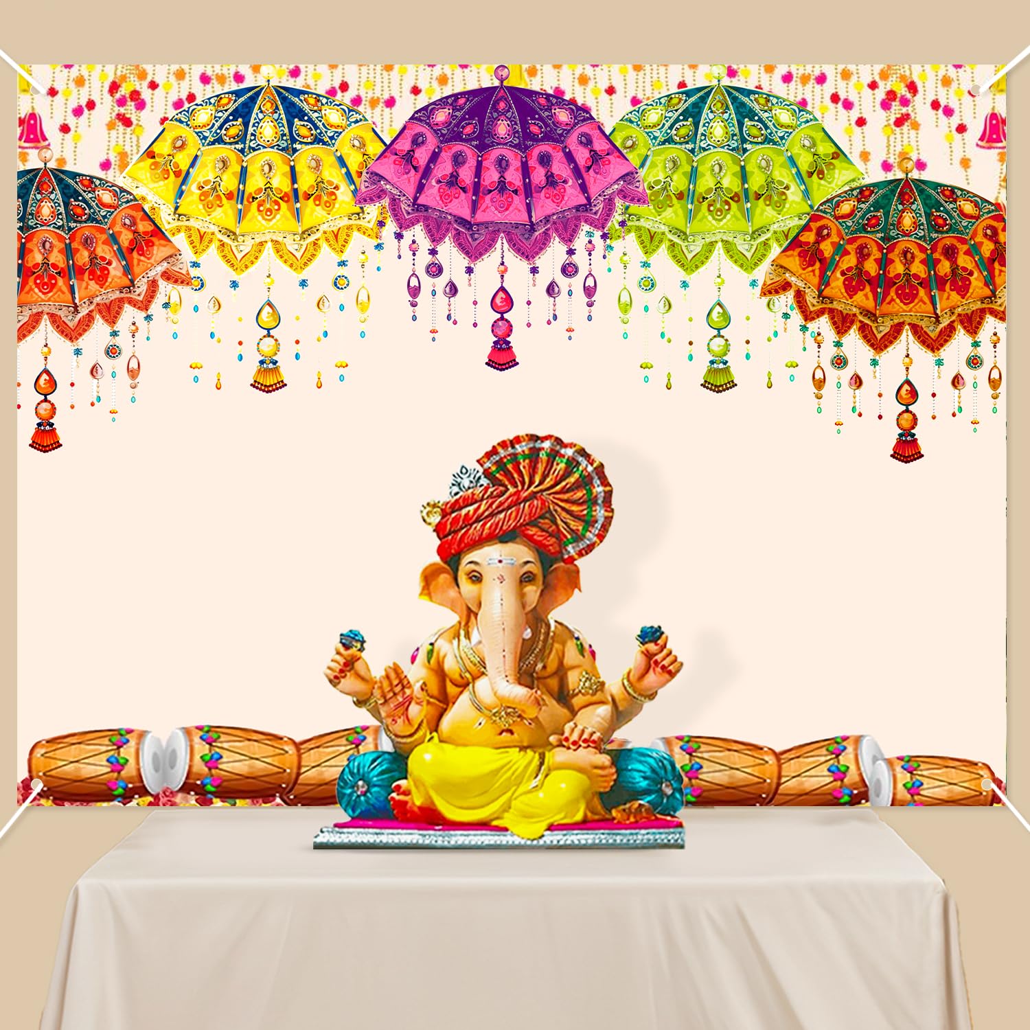 Party Propz Traditional Backdrop Cloth For Decoration - 1Pc Navratri ...