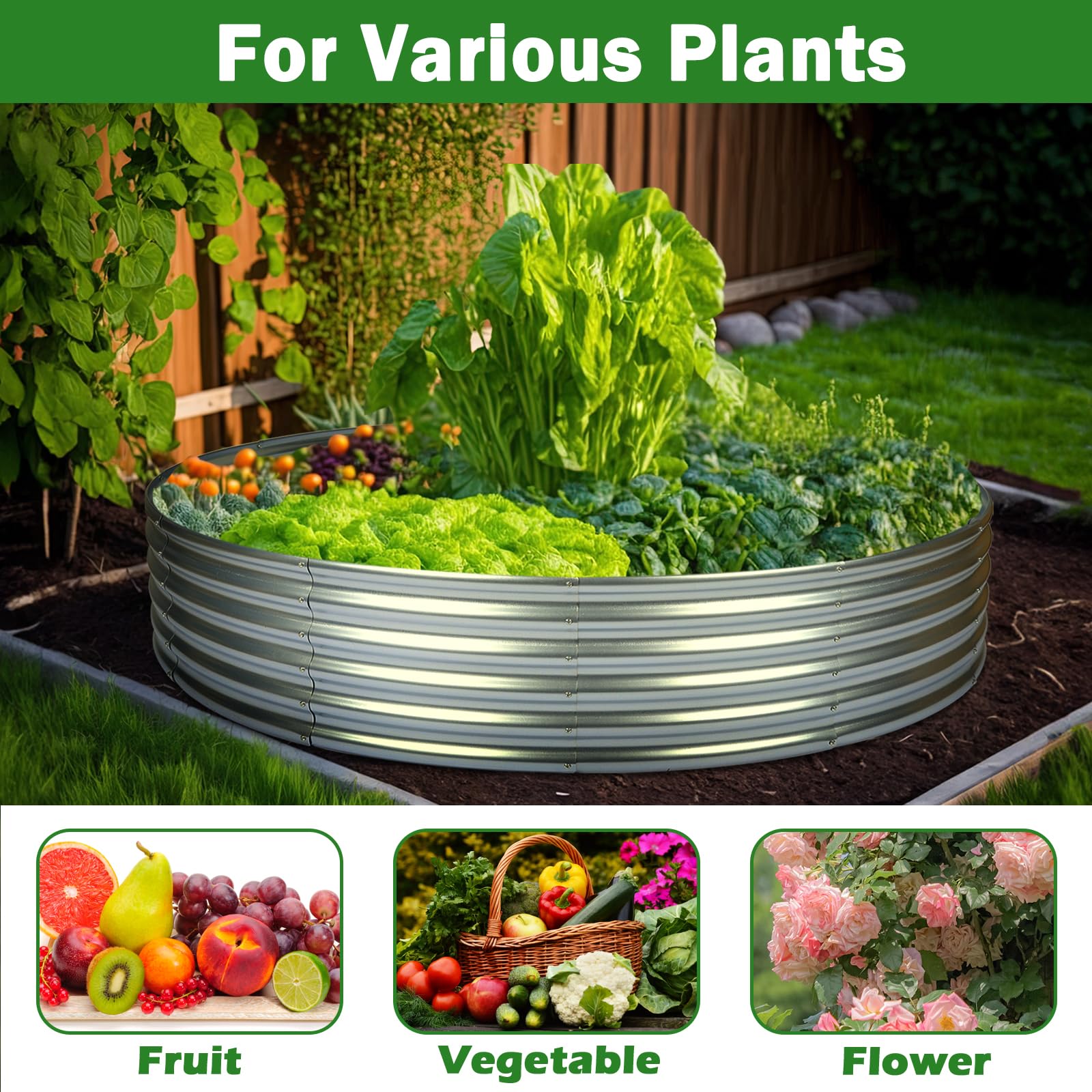Snapklik.com : OUSHENG 4x4x1ft Round Galvanized Raised Garden Beds Outdoor