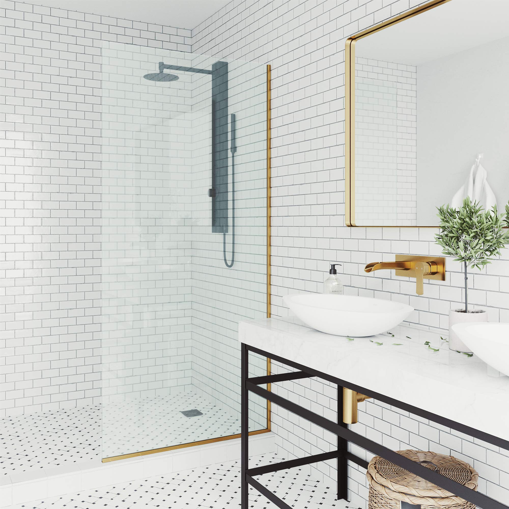VIGO Zenith Fixed Glass Shower Wall Panels | Frameless Tempered Shower ...