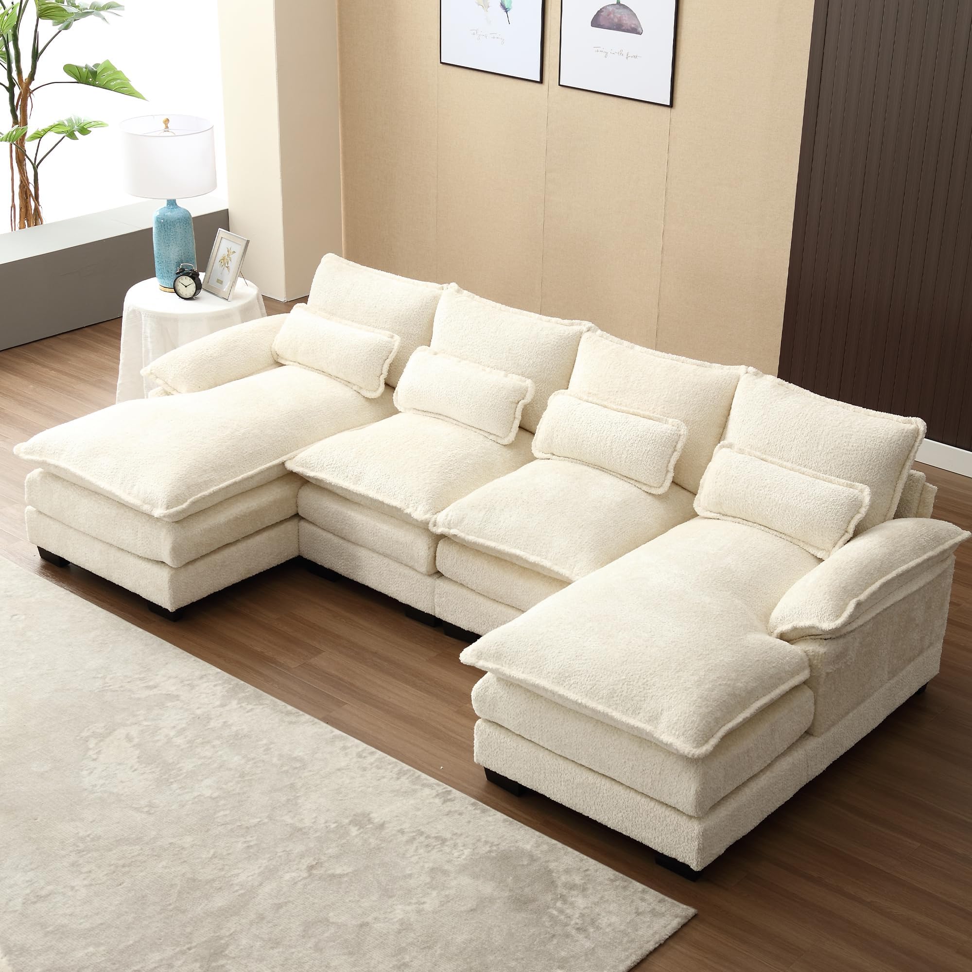 Amazon.com: YESHOMY Sectional Modular Sofa U Shaped Chenille Fabric ...