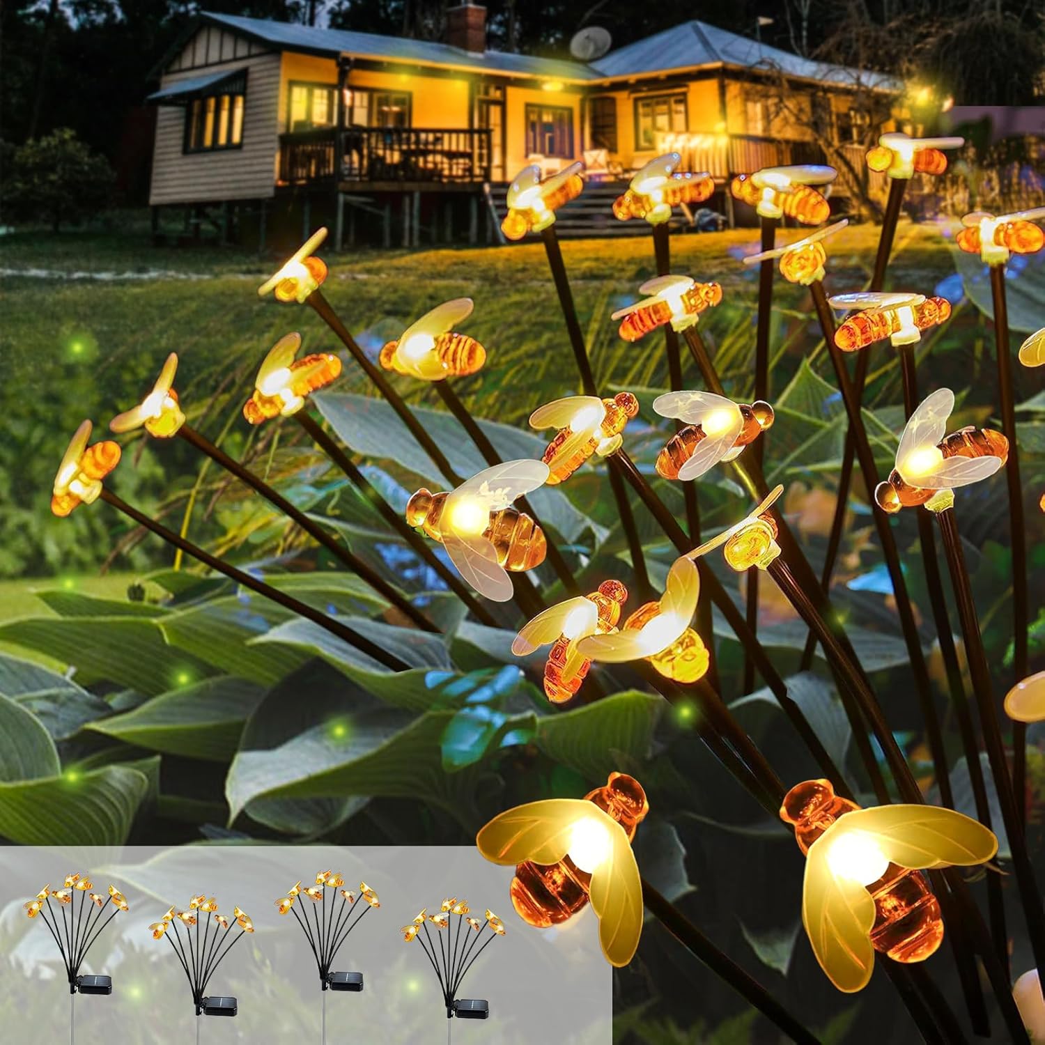 Solar Garden Lights Outdoor Waterproof 4 Pack 32 Led, Solar Lights for ...