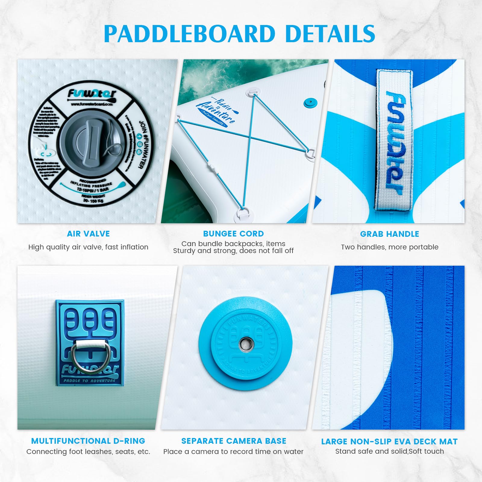 Snapklik.com : FunWater Stand UP Inflatable Paddle Board 106”X33”X6 ...