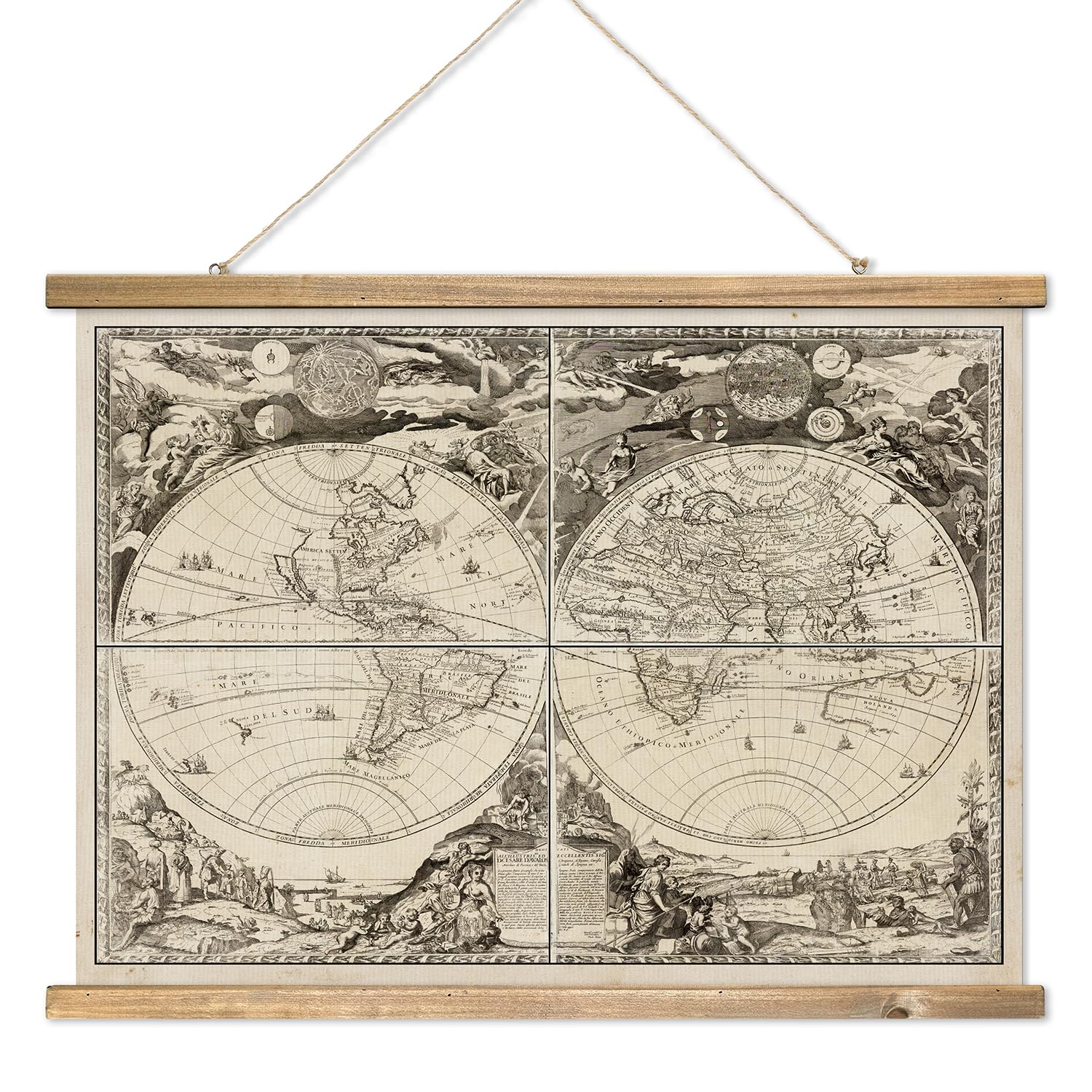 Amazon.com: XIAOAIKA Old World Map Tapestry - Vintage Nautical Chart ...