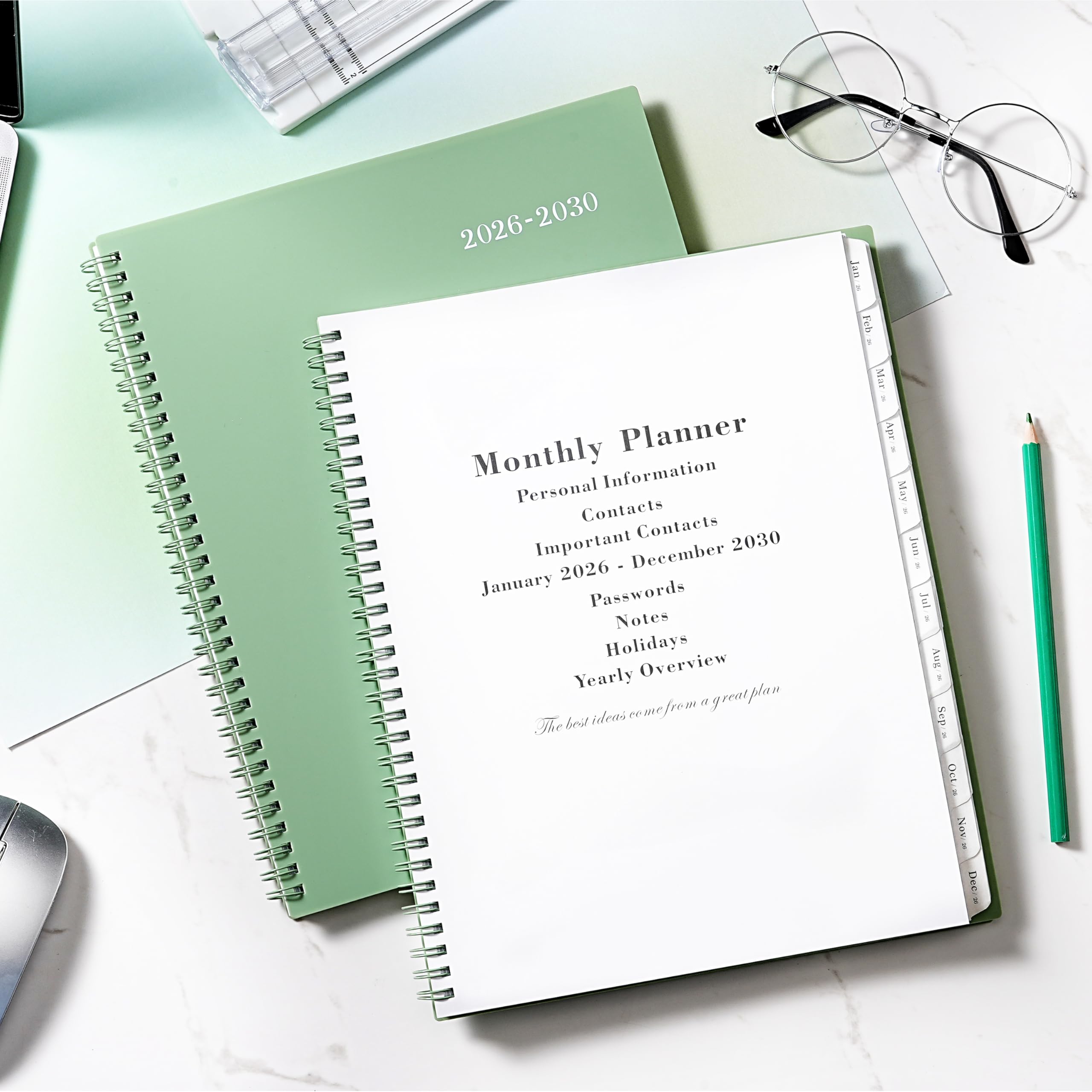 2026-2030 Monthly Calendar With Tabs And Pockets 2026-2030 Monthly ...