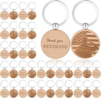 Amazon.com: Sanixin 36 Pcs Veterans Keychains Wood Veterans Gifts ...