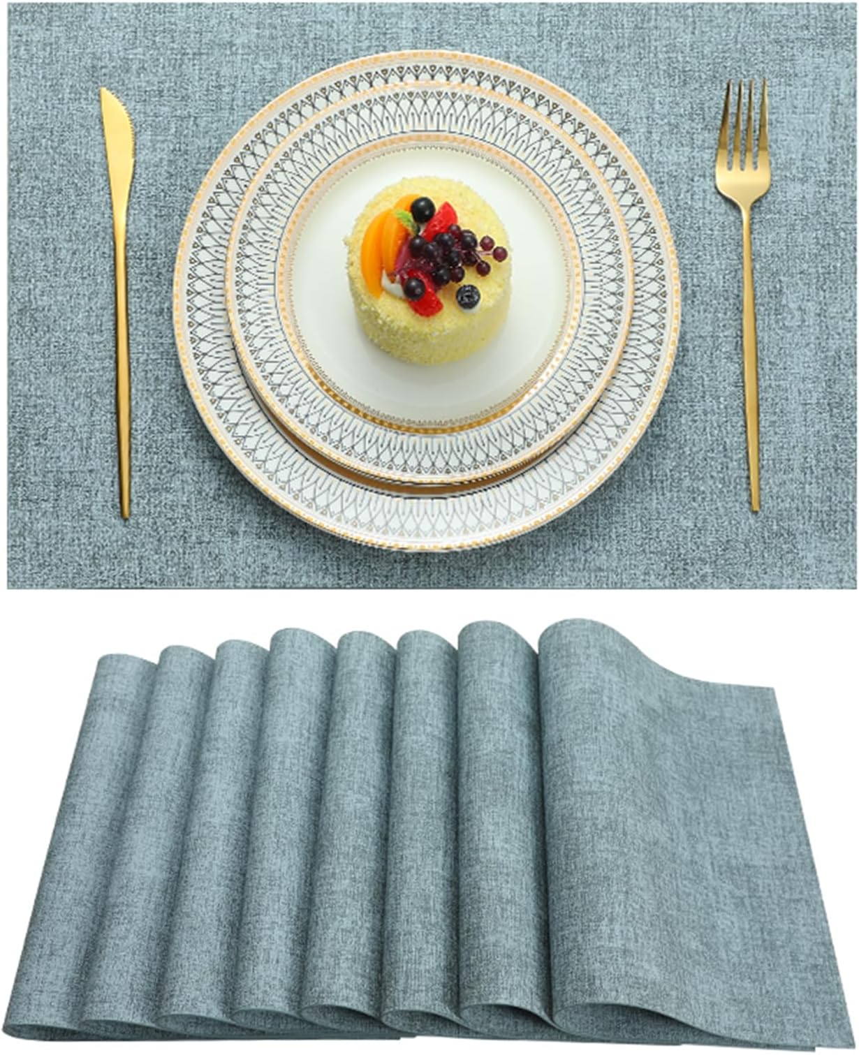 Amazon.com: Placemats Set of 6 - Easy Clean Woven Vinyl Placemats for ...